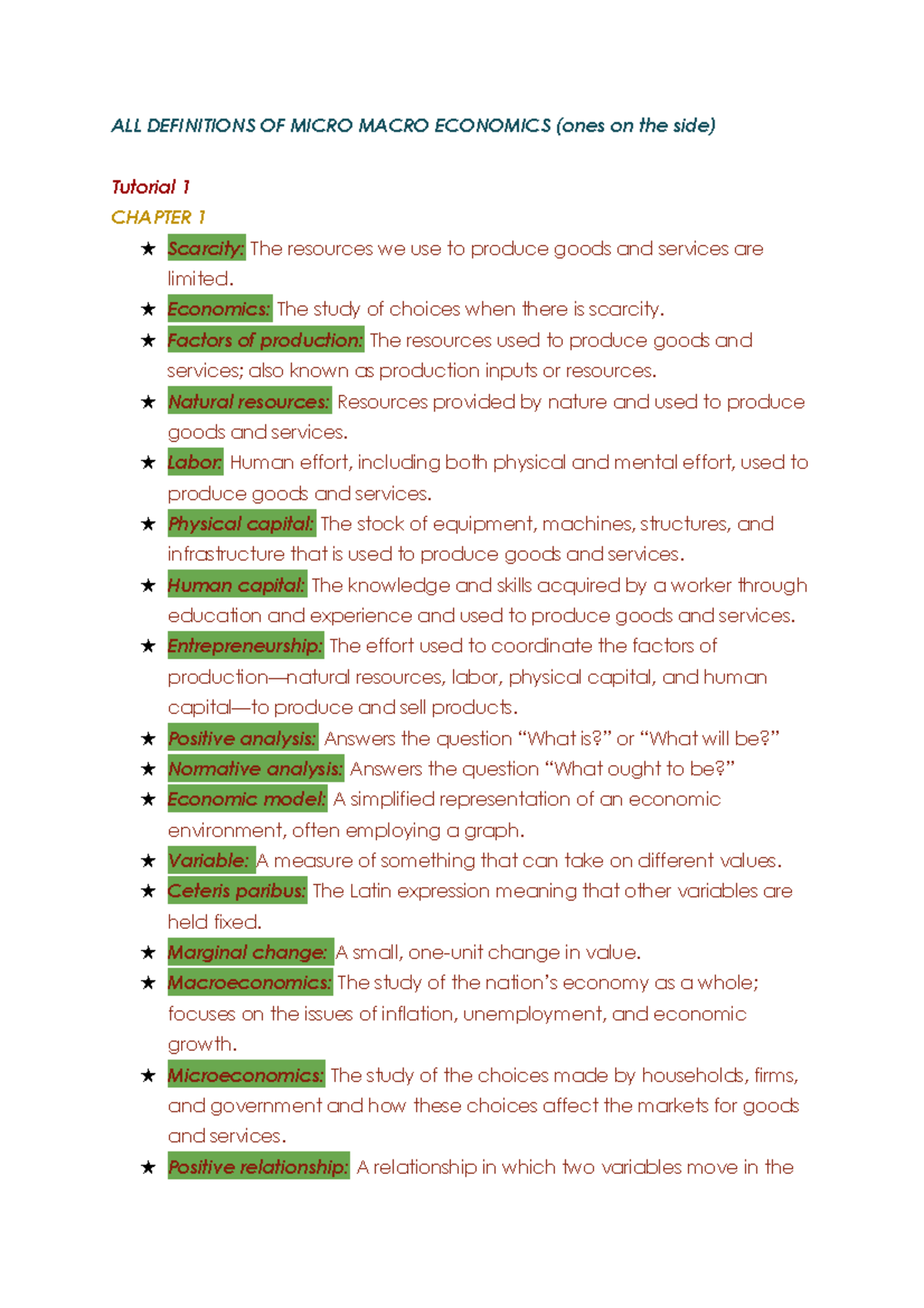 ALL Definitions OF Micro Macro Economics - ALL DEFINITIONS OF MICRO ...