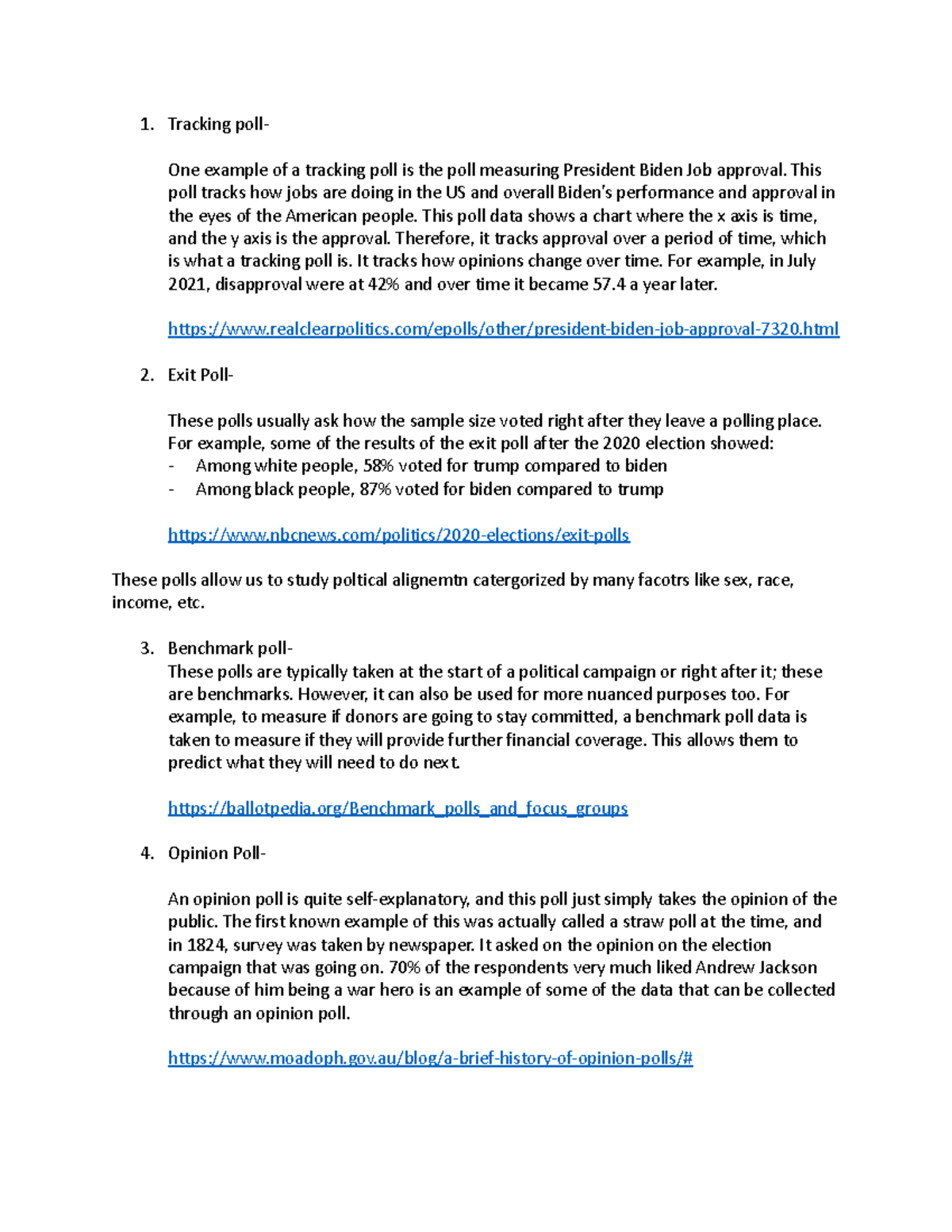 TYpes of pols - asd - Tracking poll- One example of a tracking poll is ...