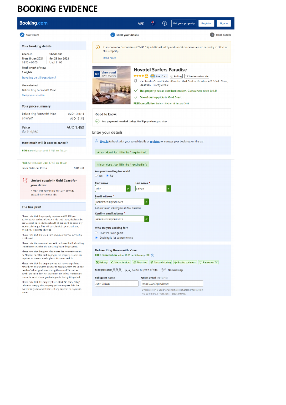 Booking Evidence - SIT50112 - BOOKING EVIDENCE - Studocu