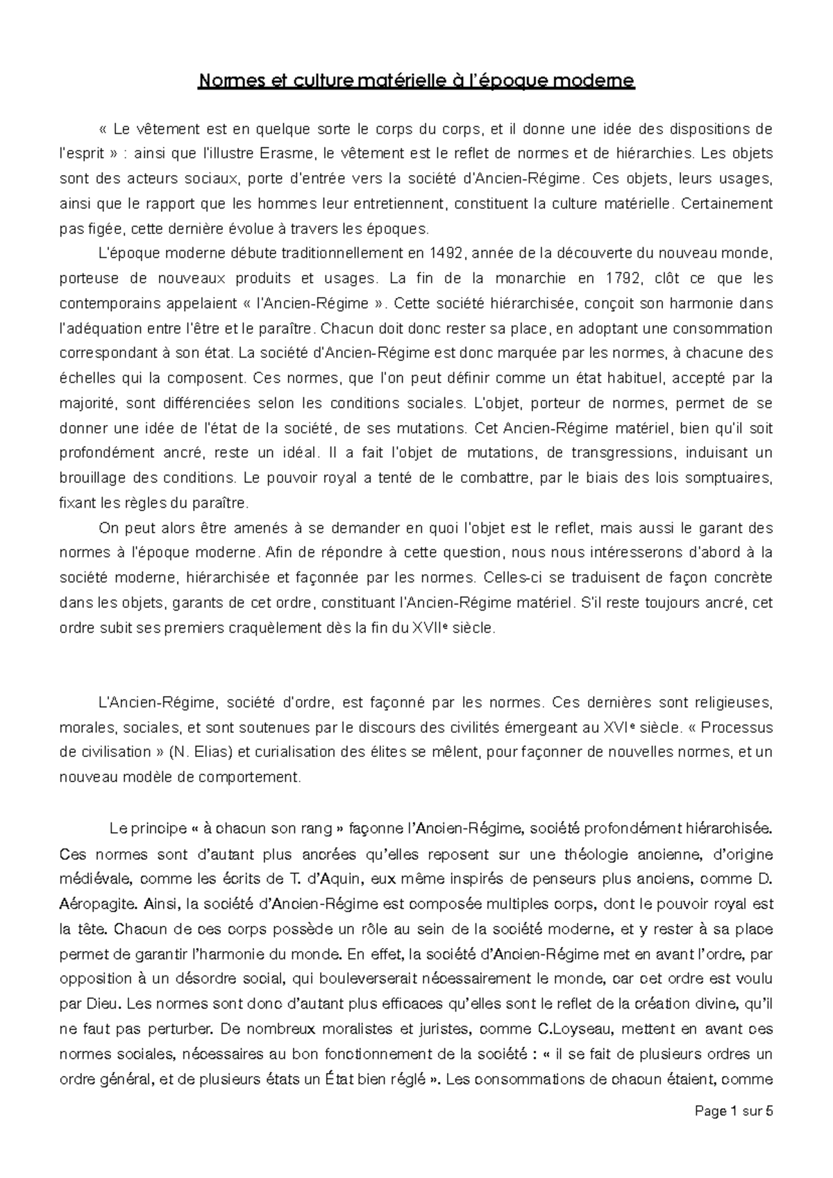 Expose culture materielle normes L3 - Normes et culture matérielle à l ...