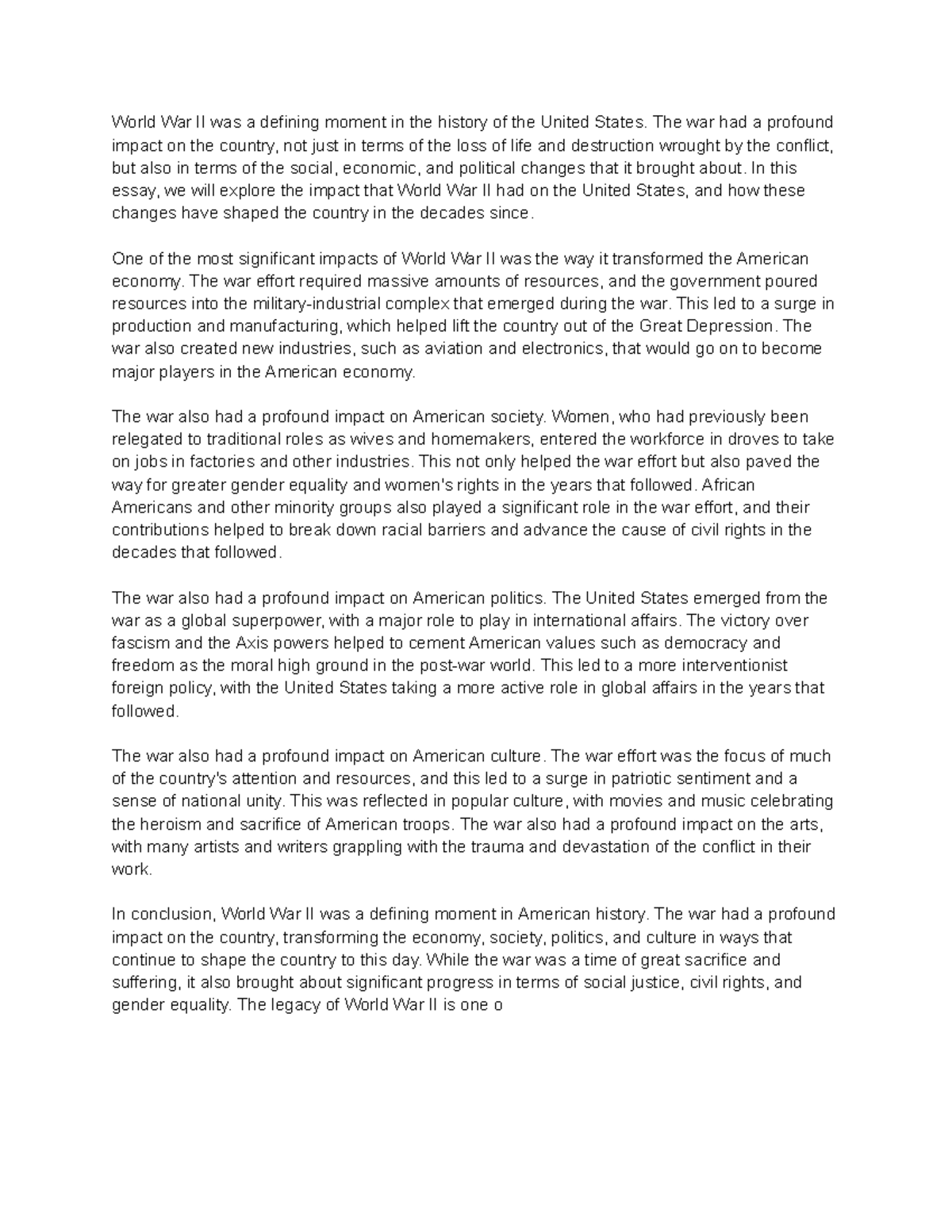 Impact of WW2 on the US - World War II was a defining moment in the ...