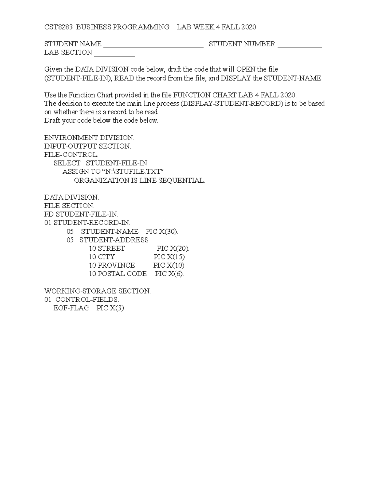 LAB WEEK 4 FALL 2020 - Lab 4 - CST8283 BUSINESS PROGRAMMING LAB WEEK 4 ...