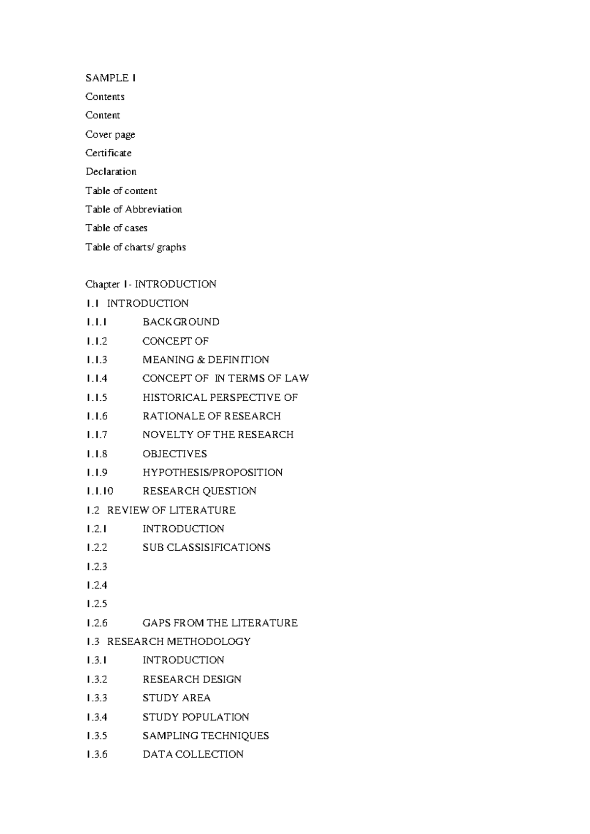 Dessertation content samples - SAMPLE 1 Contents Content Cover page ...
