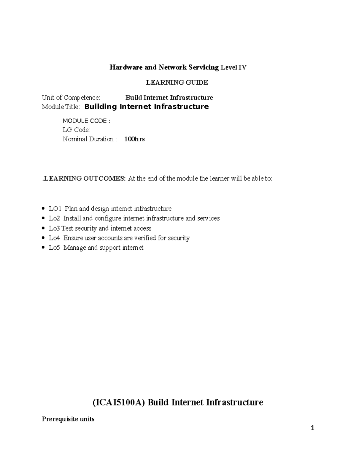 Build Internet Infrastructure modified - Hardware and Network Servicing ...