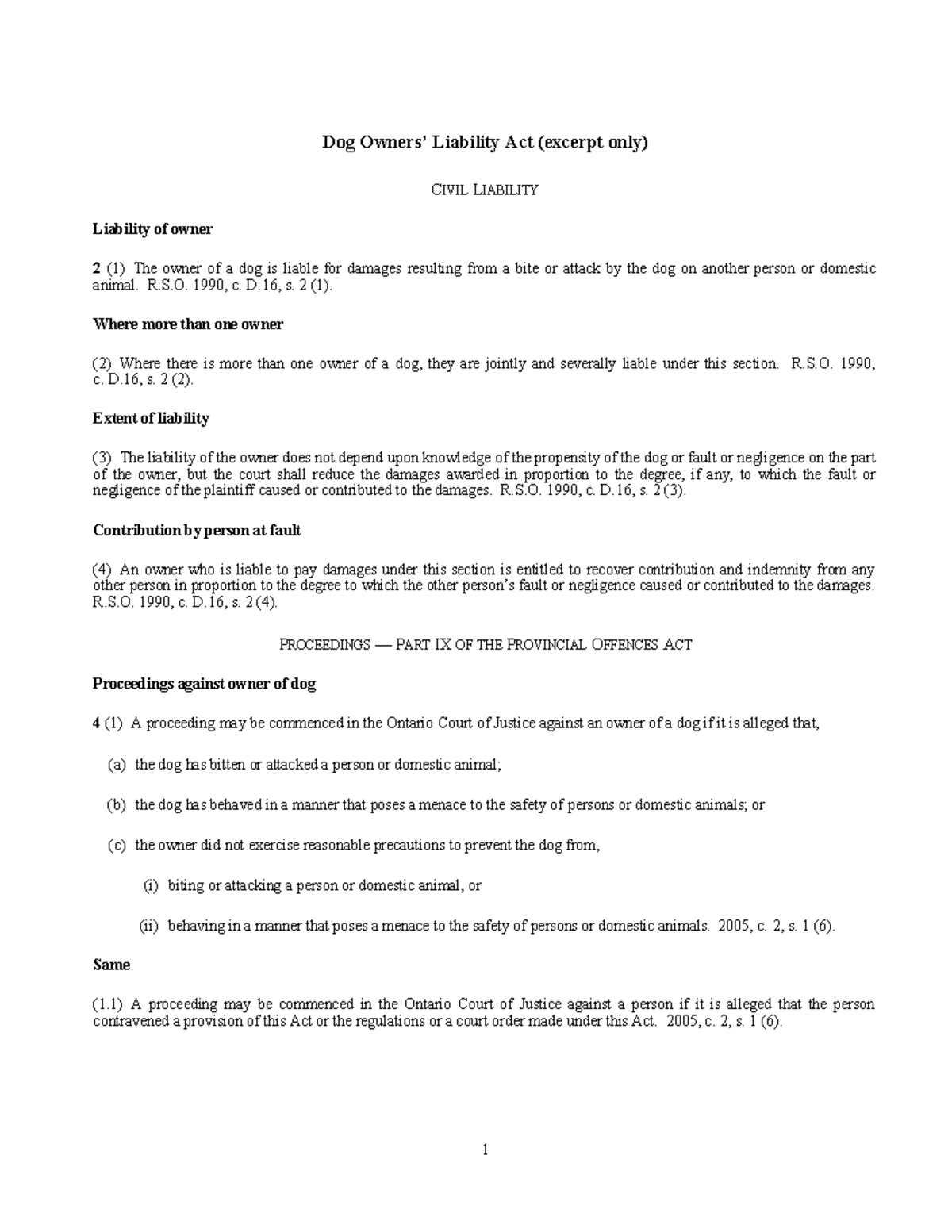 Dog Owners' Liability Act (excerpt for students) - Dog Owners ...
