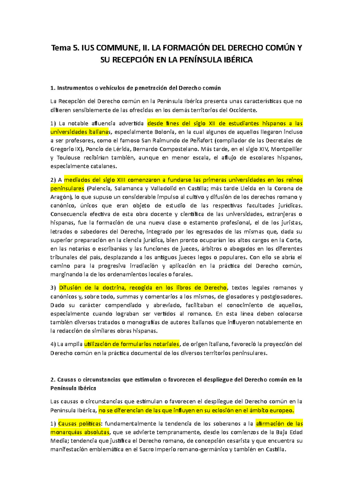 Lección 5 - Apuntes Tema 5 - Tema 5. IUS COMMUNE, II. LA FORMACIÓN DEL ...