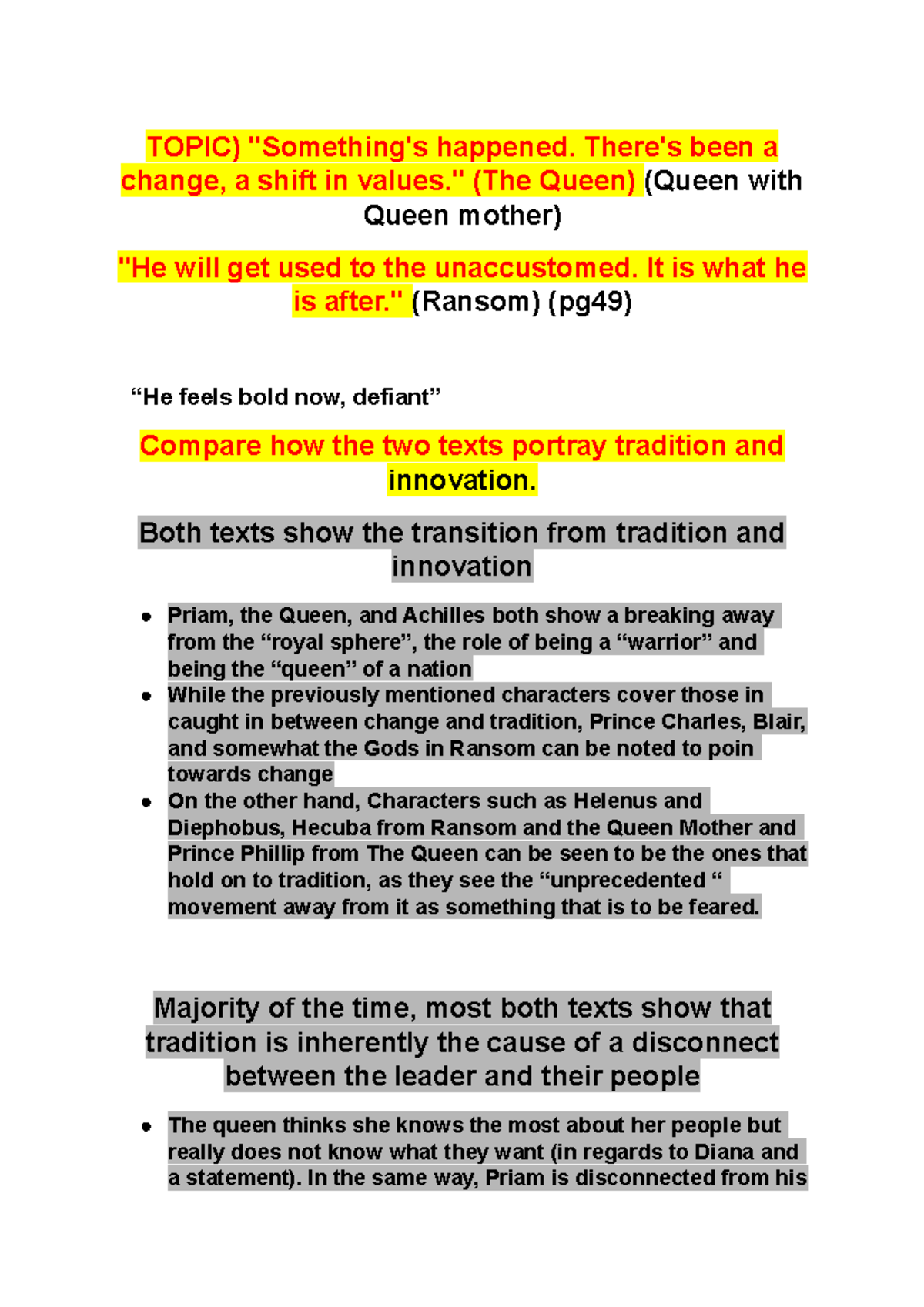 English - Brainstorm on the queen and ransom - TOPIC) "Something's ...