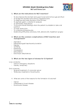 Skills Assessment Checklist ICC management - NPU2404 Skills Checklist ...