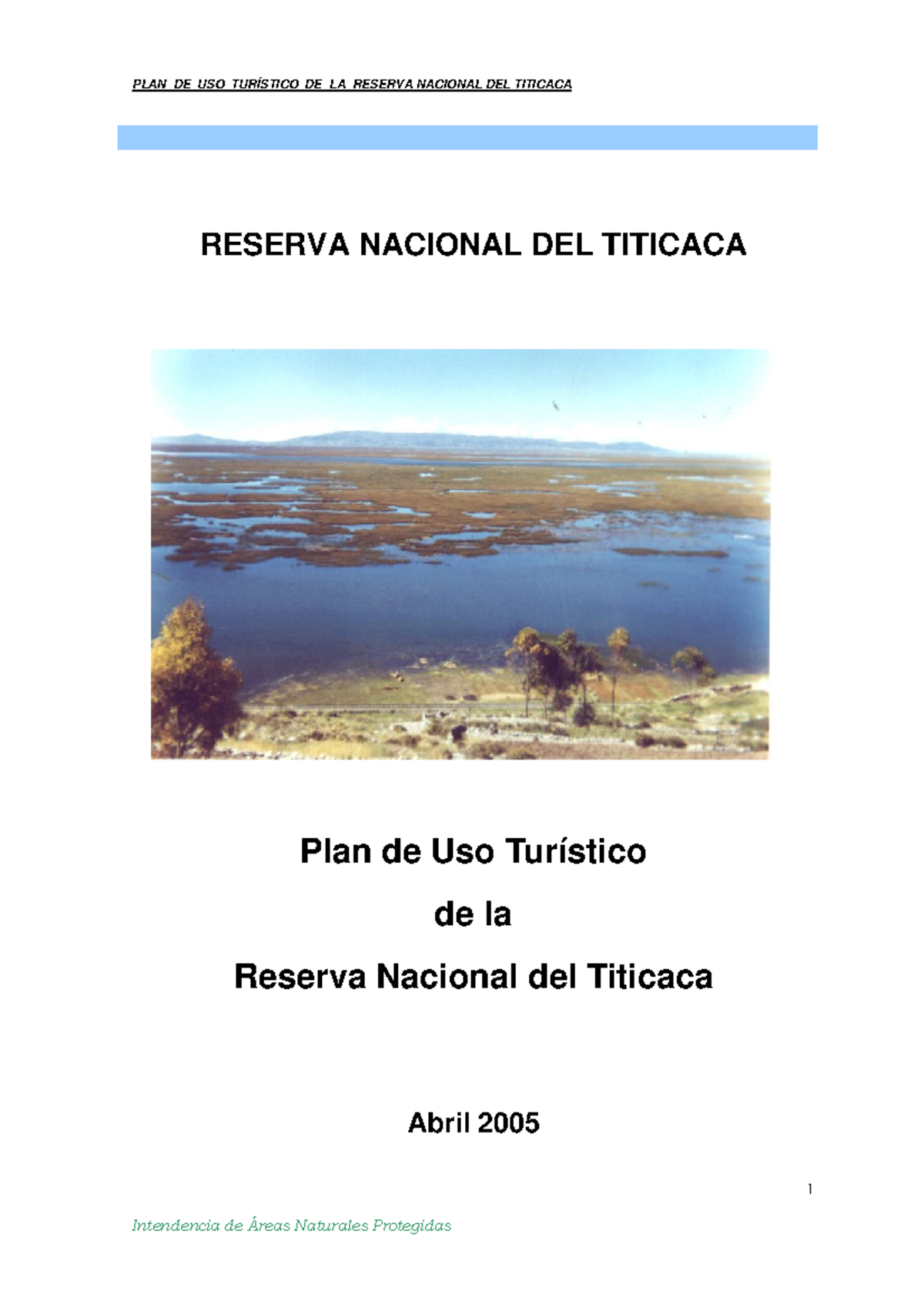 Titicaca - TAREAS ARTICULOS - 1 RESERVA NACIONAL DEL TITICACA Plan de ...