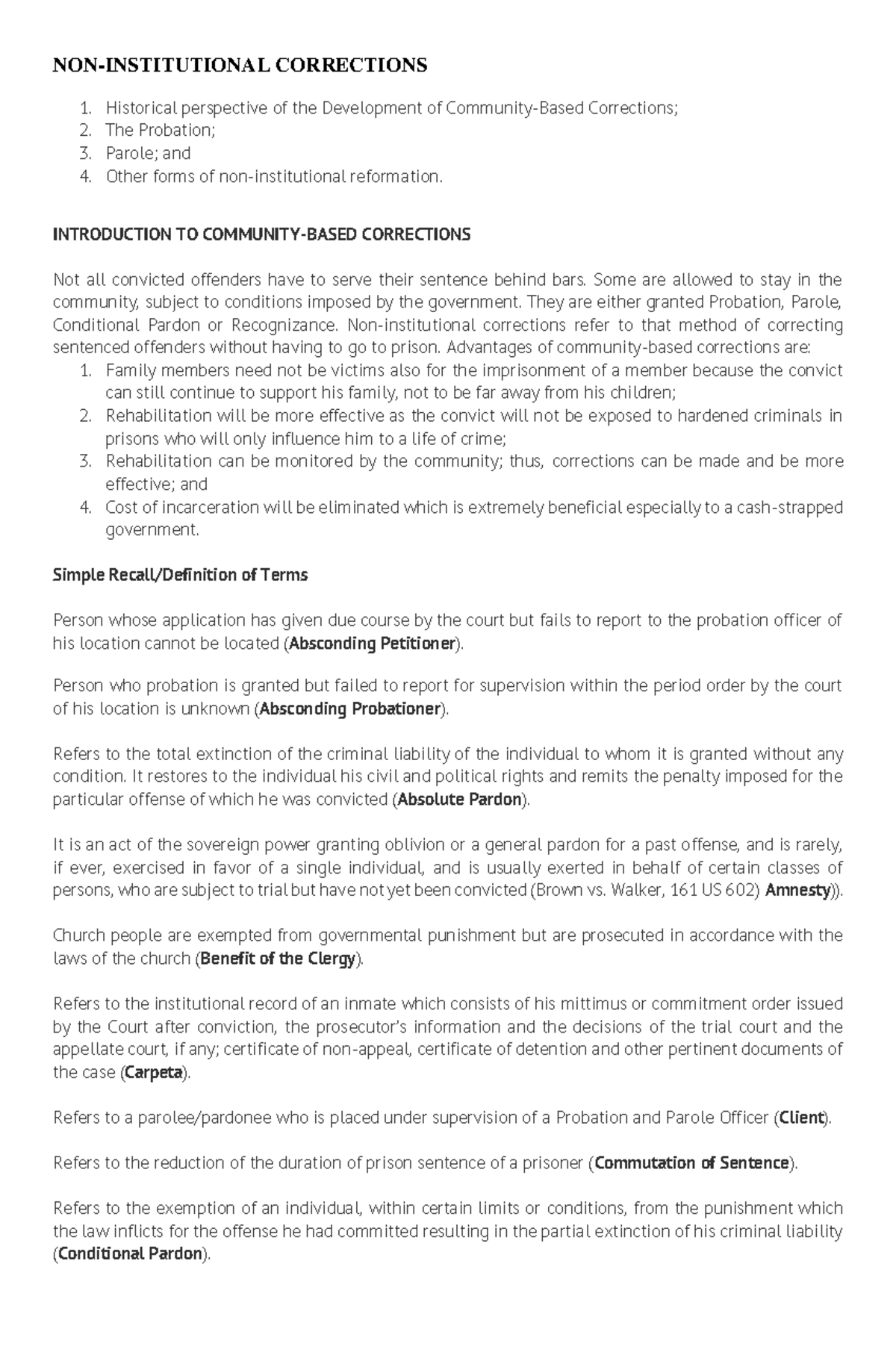 NON- Institutional- Notes - NON-INSTITUTIONAL CORRECTIONS Historical ...