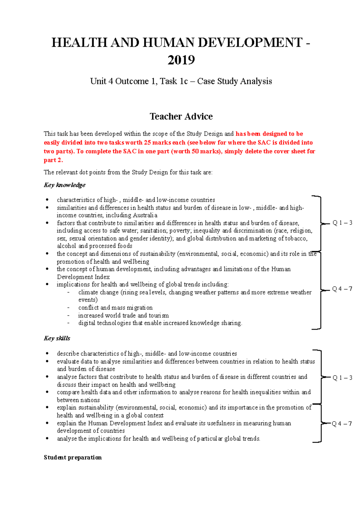 Health Human Development - HEALTH AND HUMAN DEVELOPMENT - 2019 Unit 4 ...