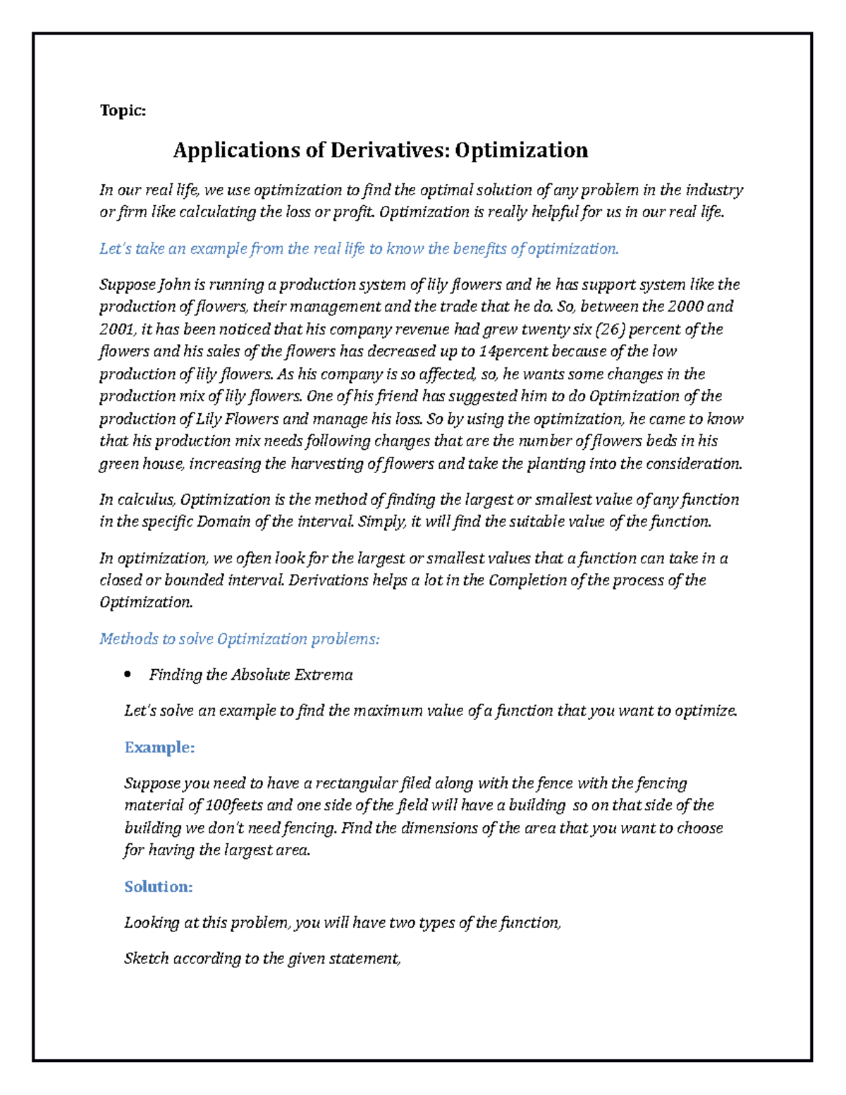 Article 14 - AI Lecture - Topic: Applications of Derivatives ...