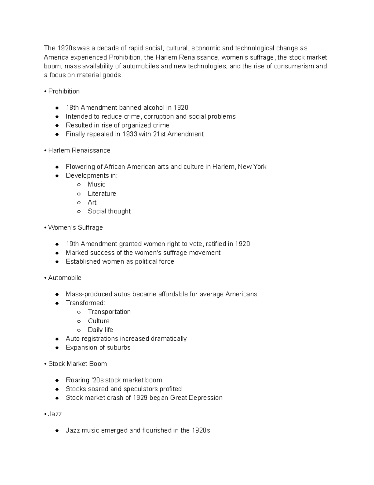 American History 1920s - The 1920s was a decade of rapid social ...
