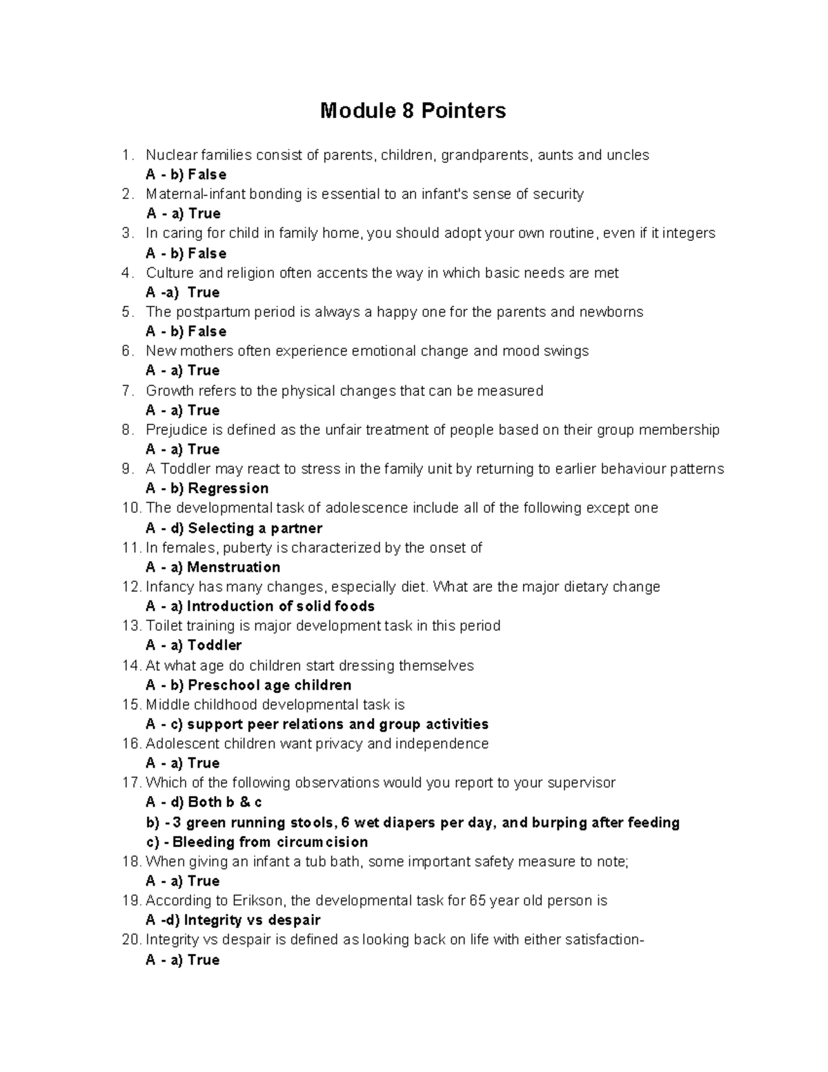 Module 8 Pointers - short formed questions but thats the order of the ...