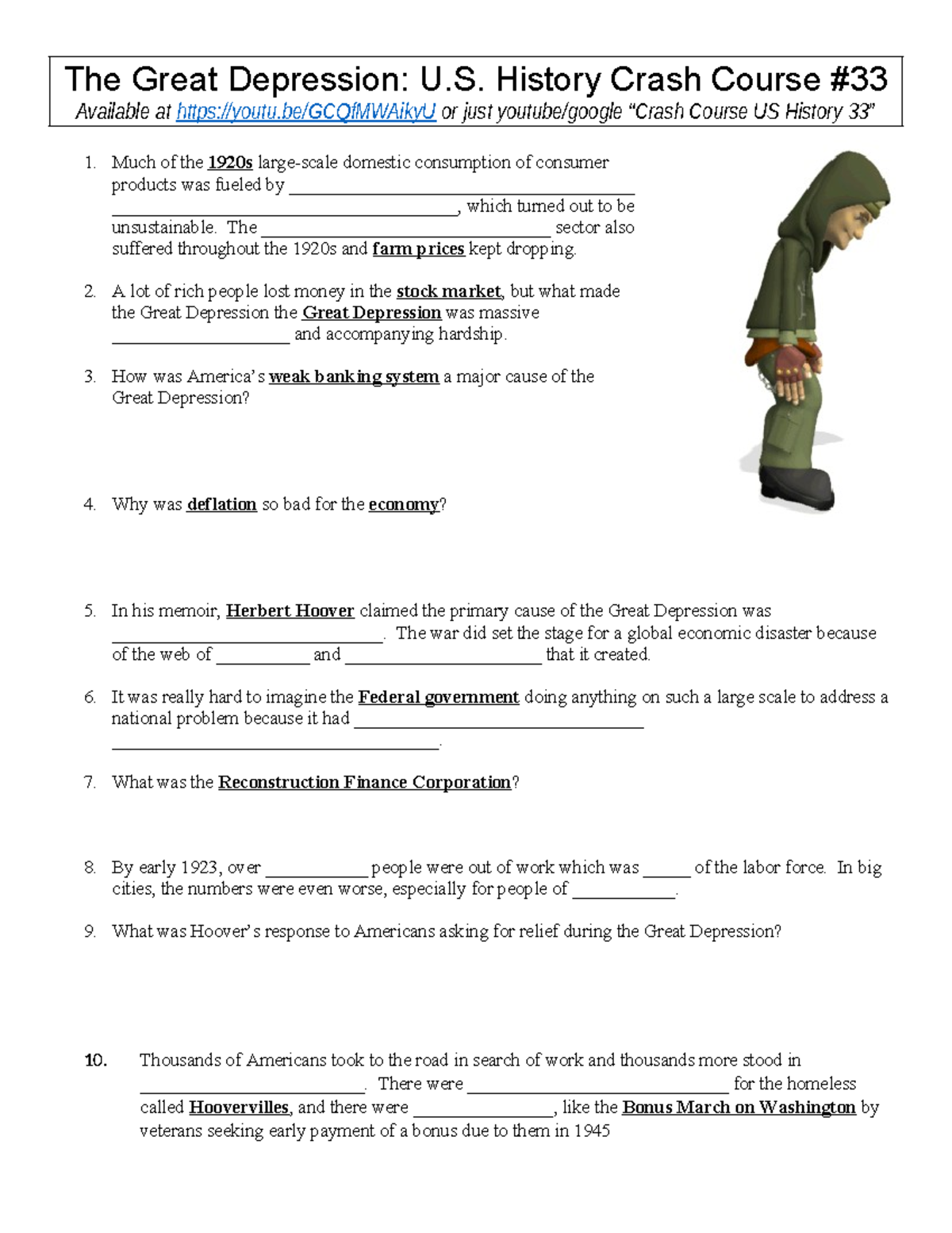 Crash Course The Great Depression - The Great Depression: U. History ...