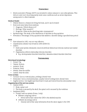 NEUR 1202- Mock Midterm - NEUR 1202- Mock Midterm Lectures 1- 20 Multiple Choice 10 Definitions ...