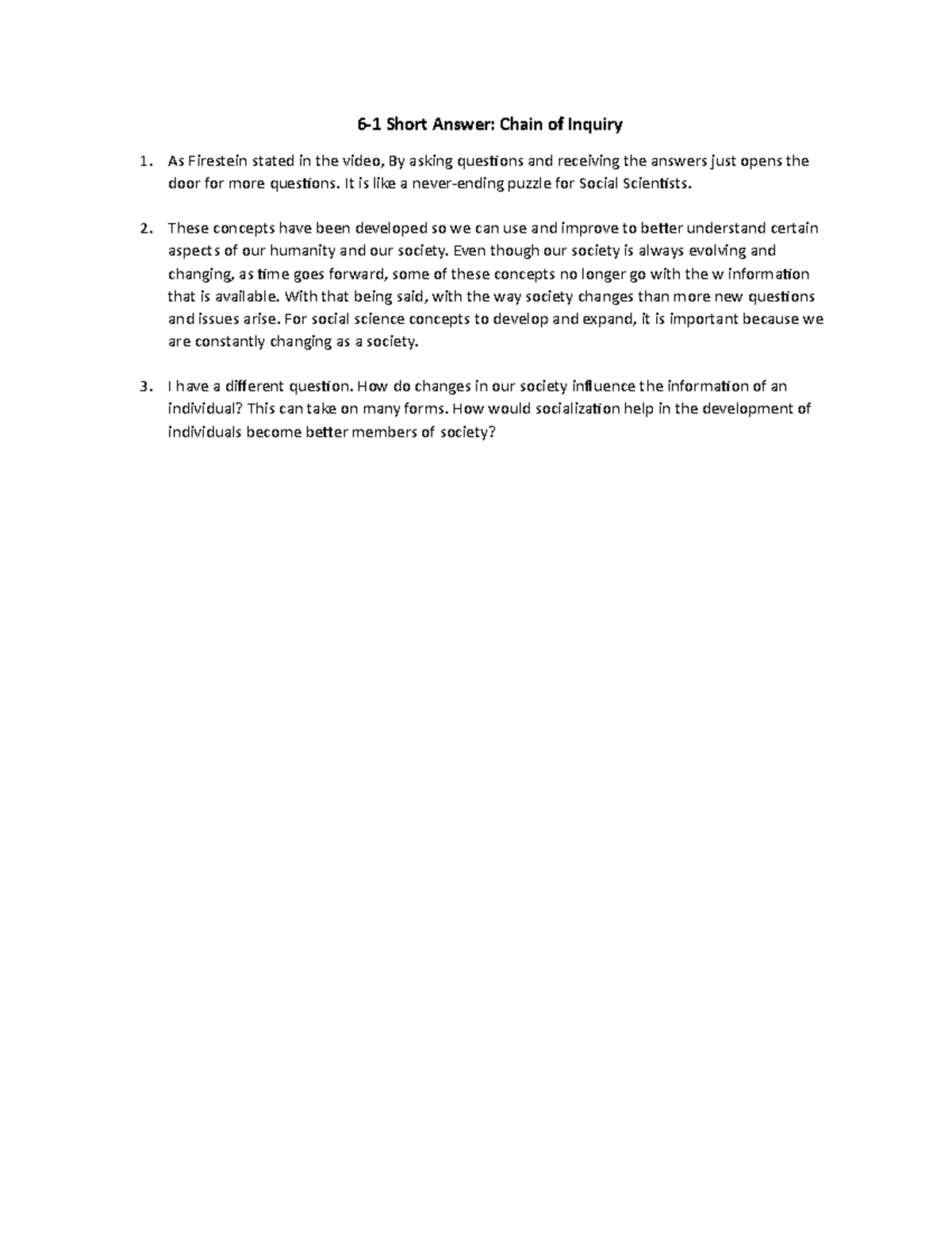 6-1 Short Answer Chain of Inquiry 2021 - 6-1 Short Answer: Chain of ...