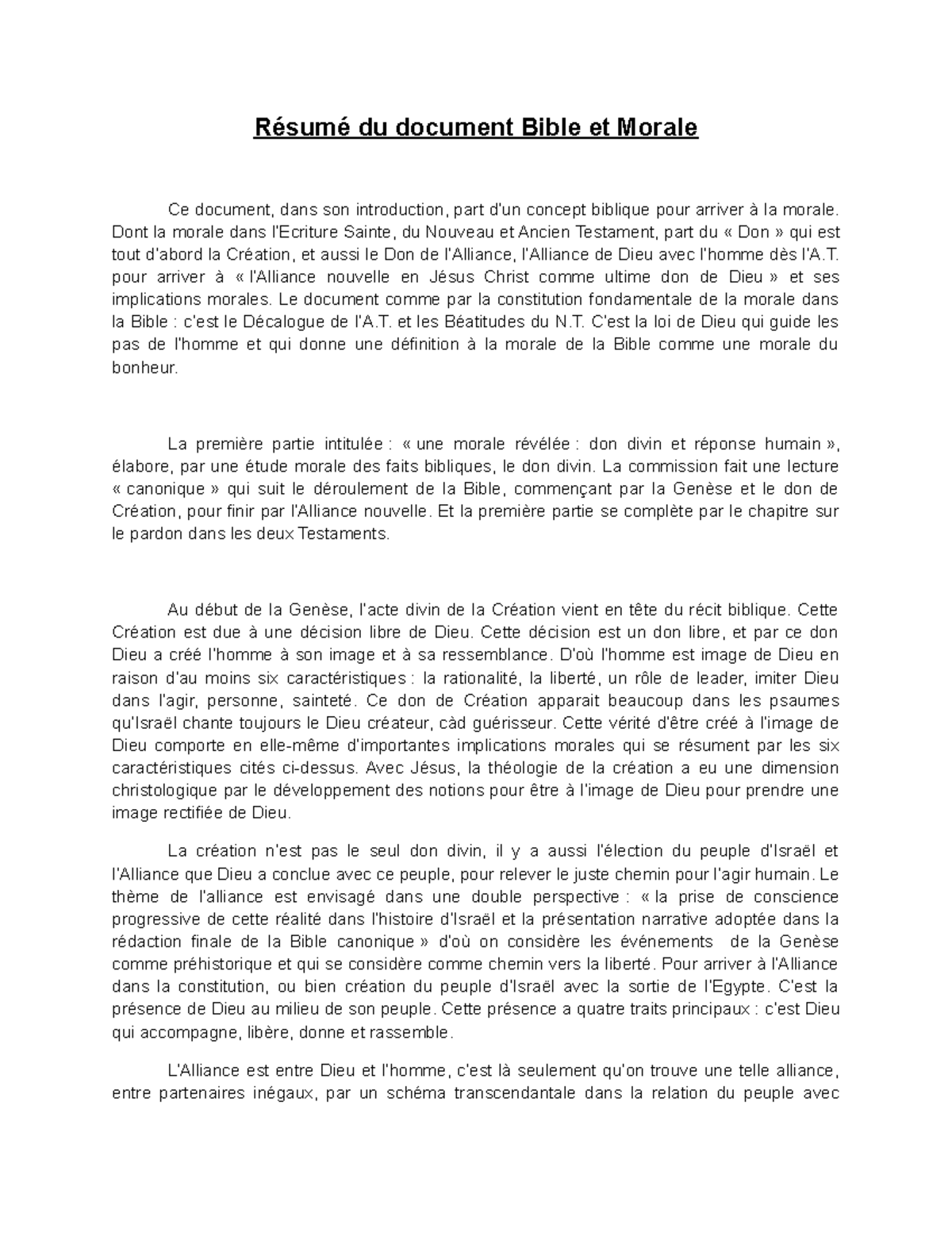 Résumé du document Bible et Morale - Résumé du document Bible et Morale ...
