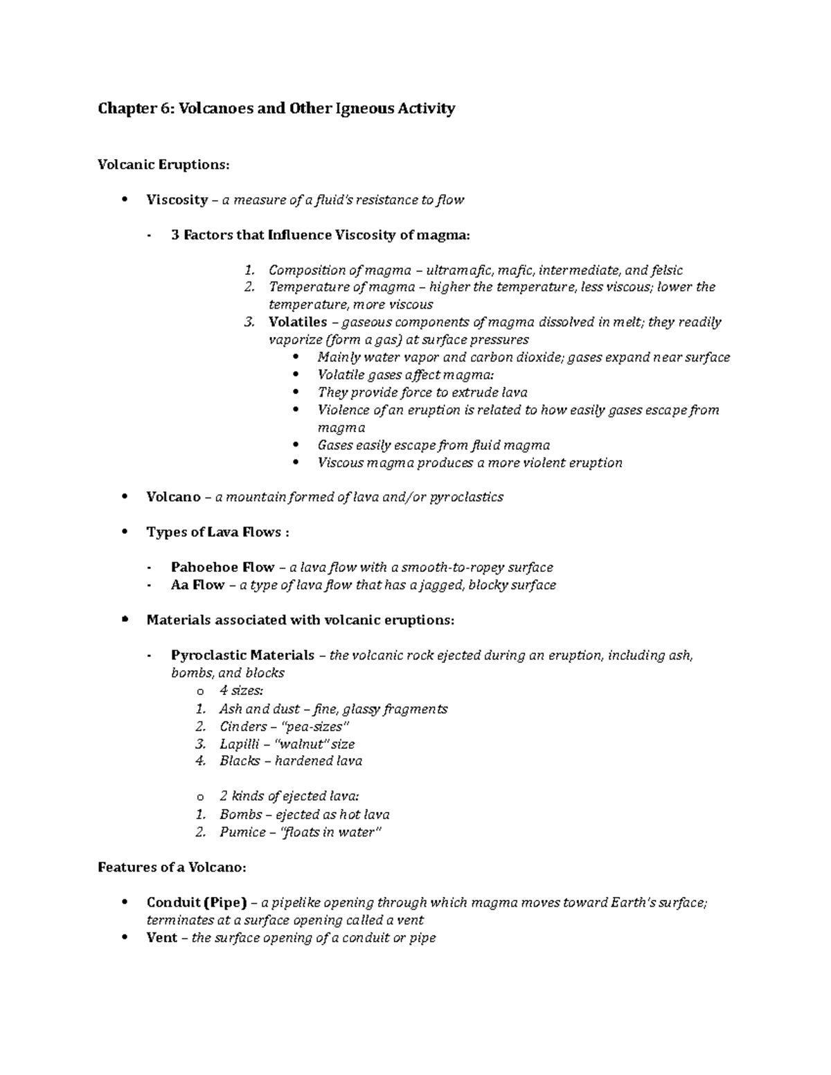 CH 6 Notes - Chapter 6: Volcanoes and Other Igneous Activity Volcanic ...