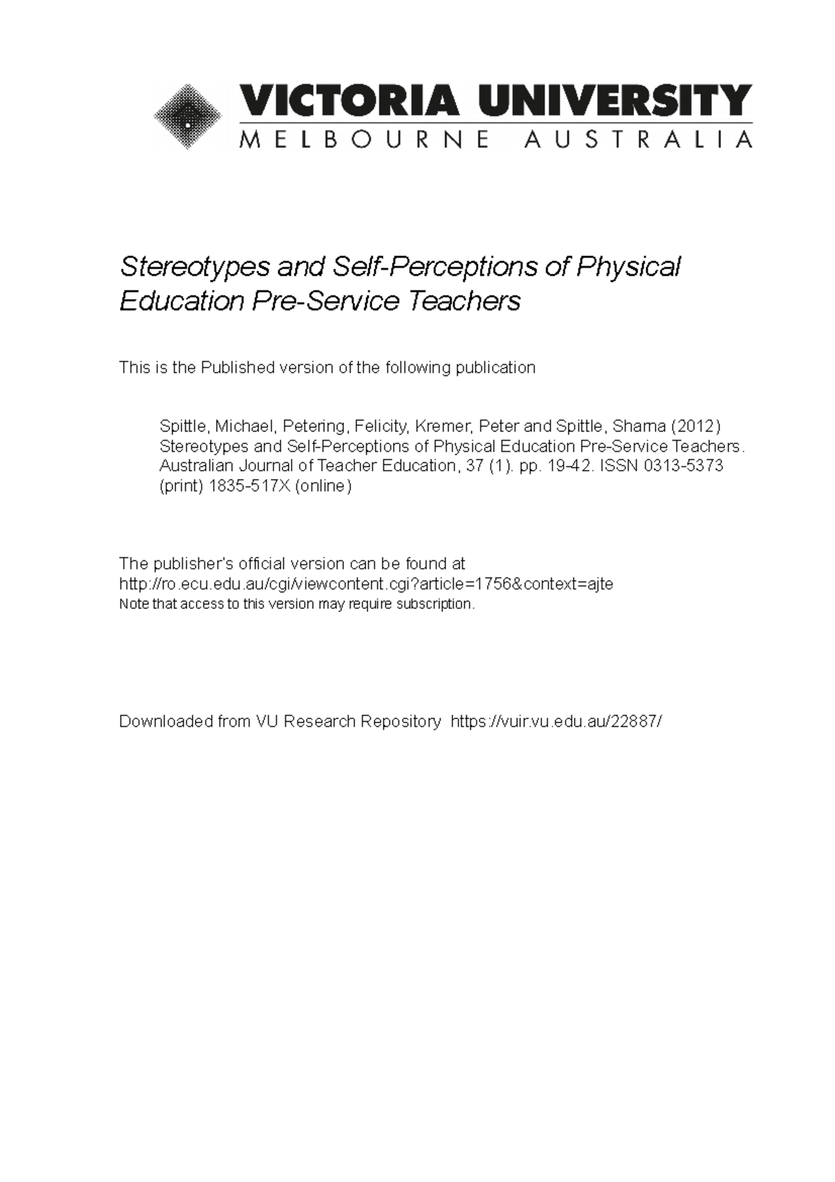 Stereotypes - Streotyping among physical education toward p ...