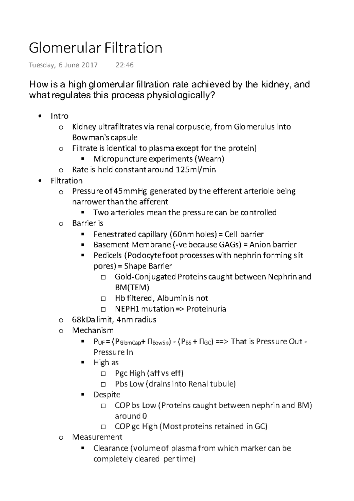 Glomerular Filtration- Information sheet - How is a high glomerular ...