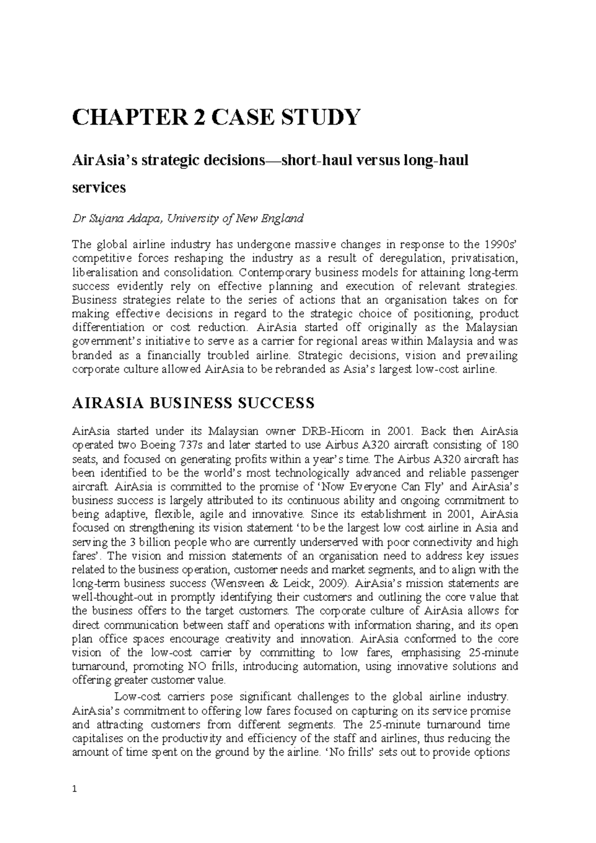 Chapter 2 Case study Air Asia - 1 CHAPTER 2 CASE STUDY AirAsia’s ...