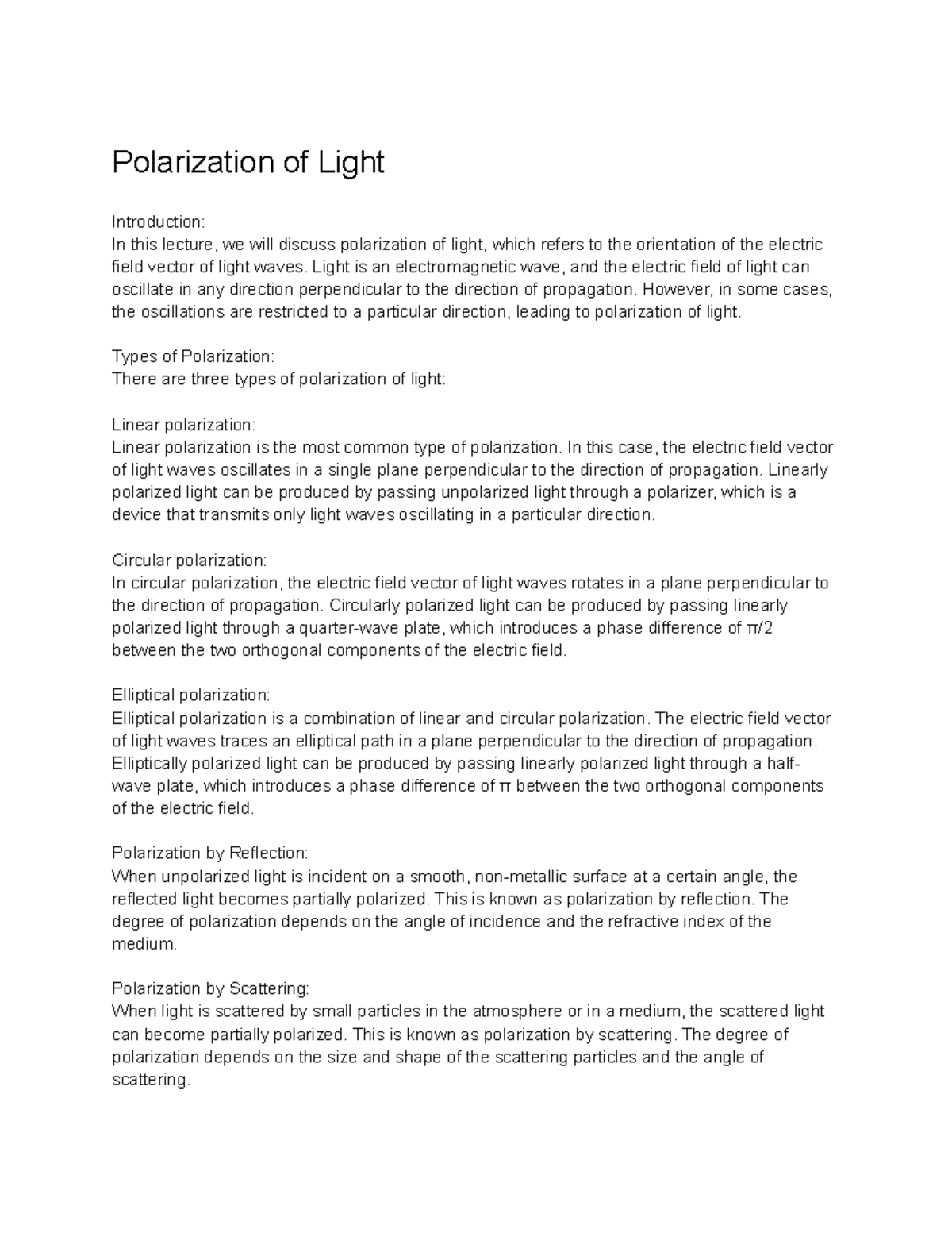 General Physics III (PHY-2040) Lecture 33 - Polarization of Light ...