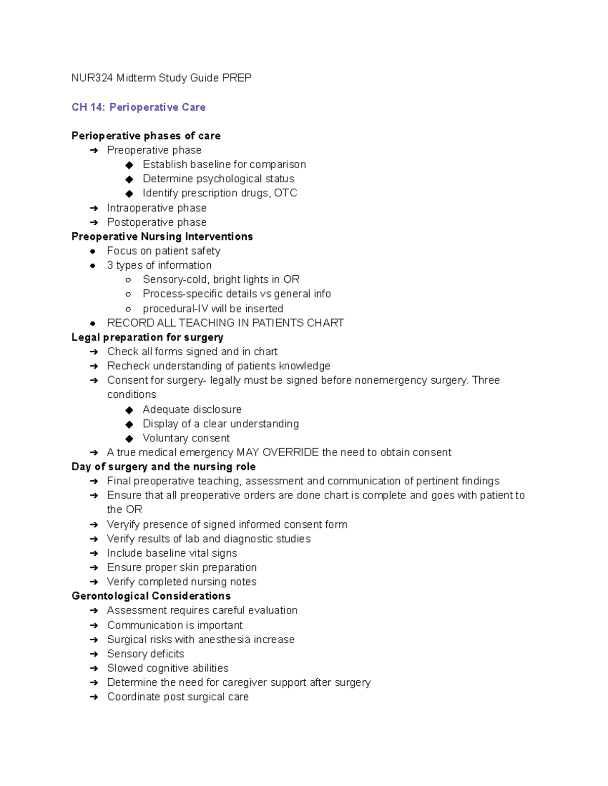 NUR324 Midterm Study Guide PREP - Three conditions Adequate disclosure ...