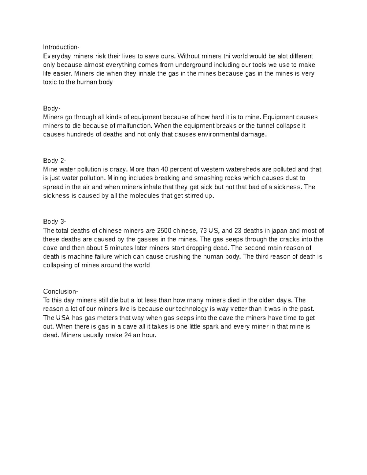 Gold Mines - Google Docs - Introduction- Everyday miners risk their ...