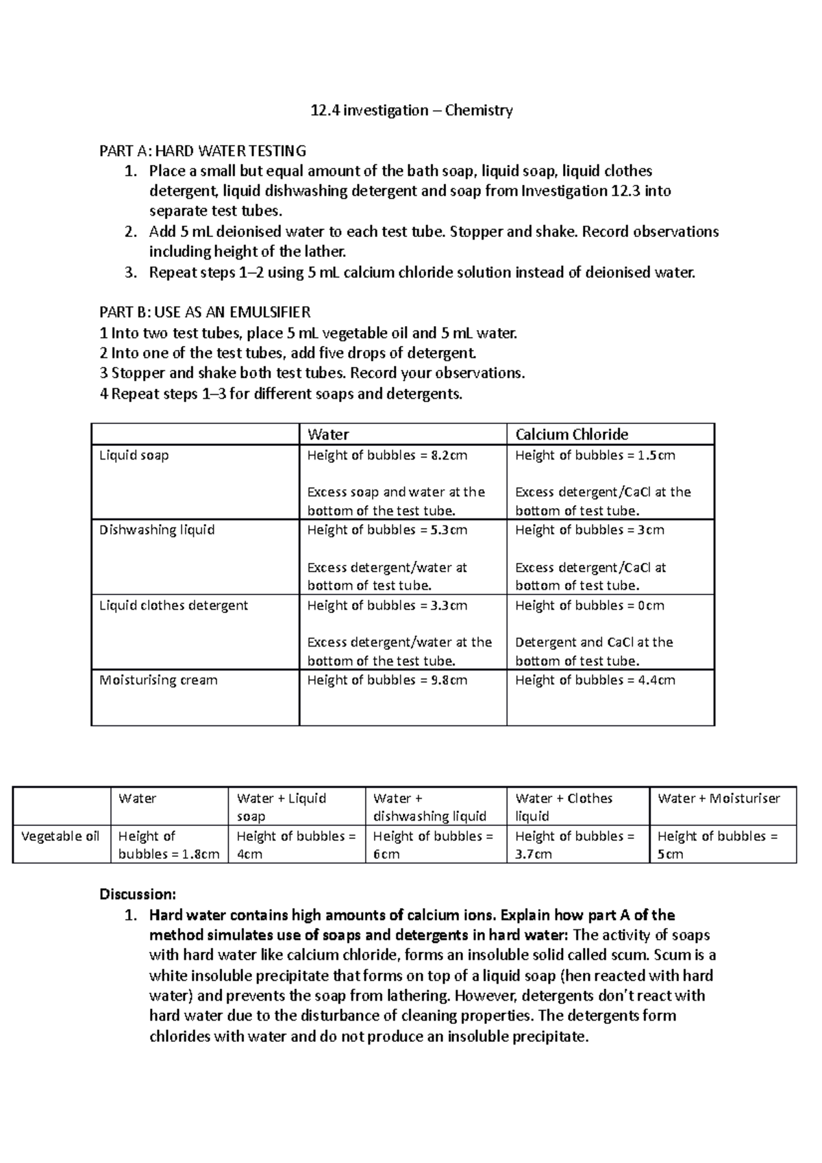 12.4 Chemistry investigation - 12 investigation – Chemistry PART A ...