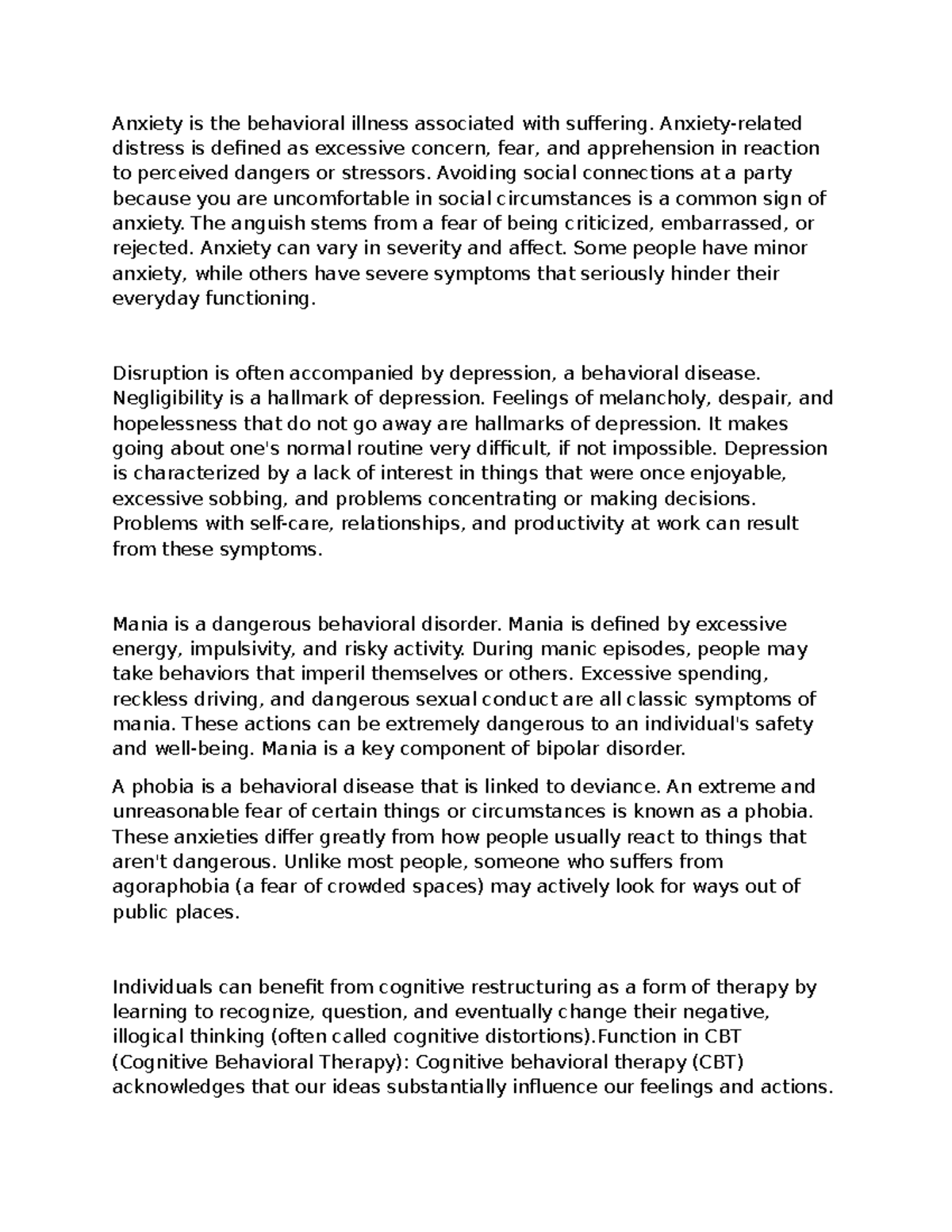 Abnormal 55) (22) - Anxiety is the behavioral illness associated with ...