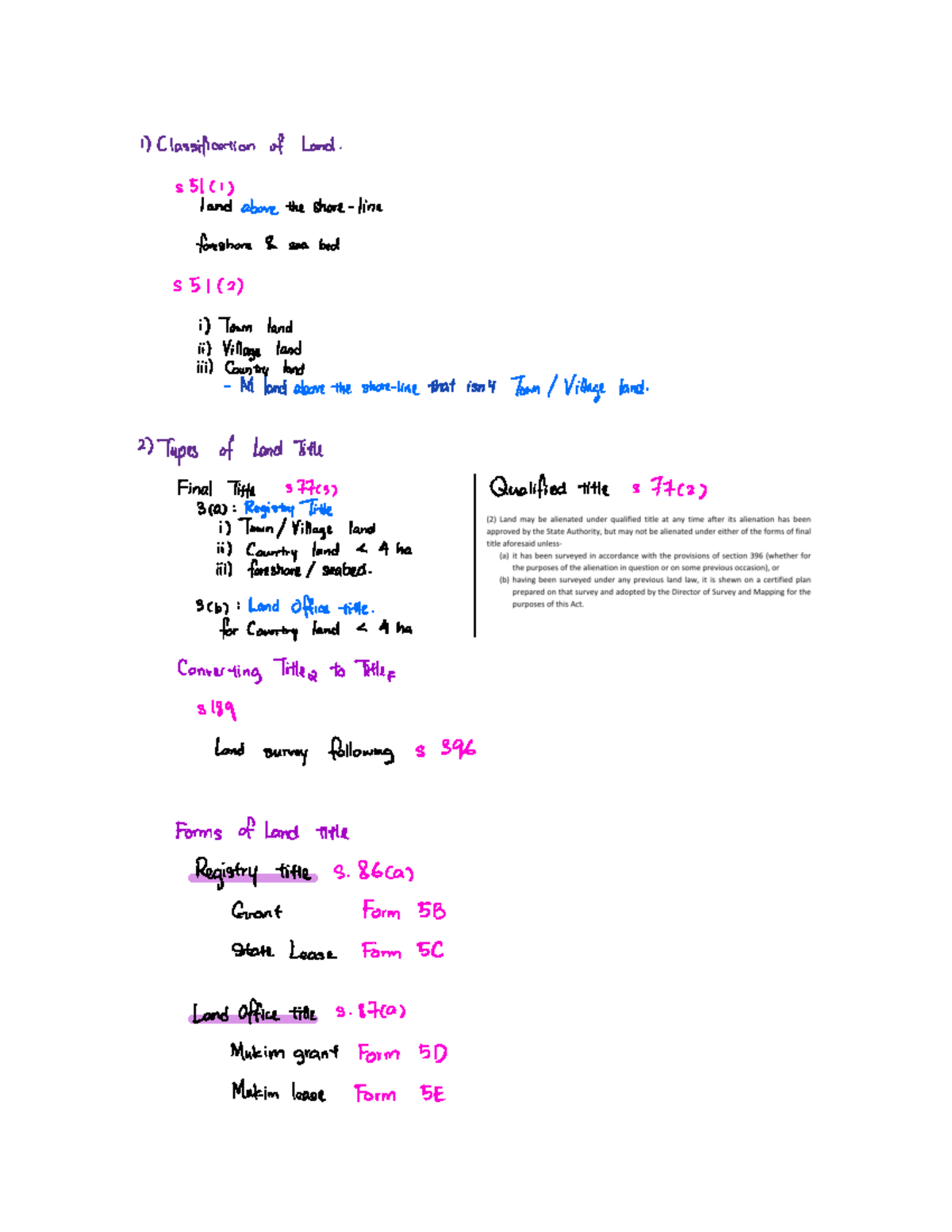 4) Title and Land use - brief summary - 1 Classification of Land s 51 l ...