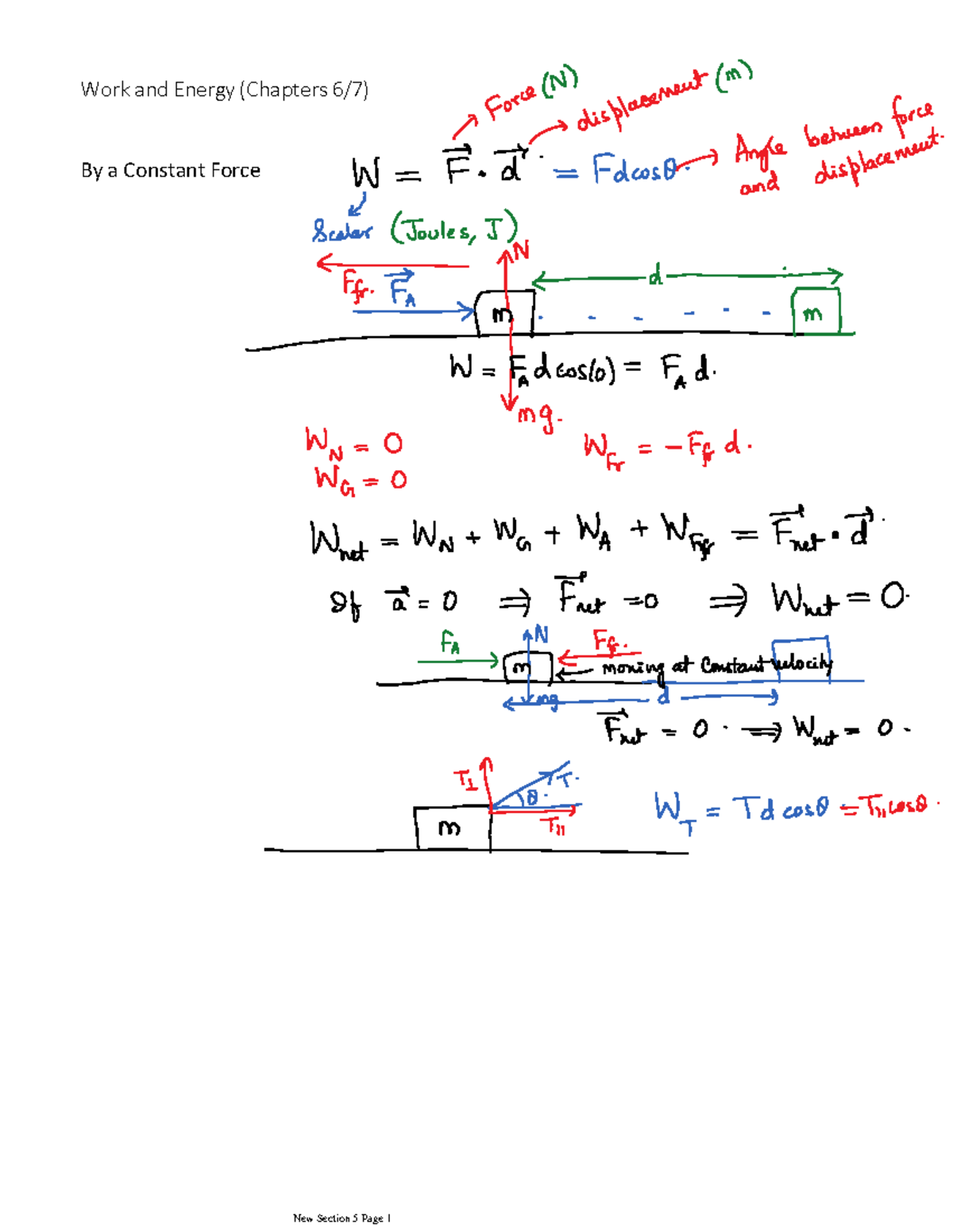 Work and Energy 2 - lecture notes - By a Constant Force Work and Energy ...