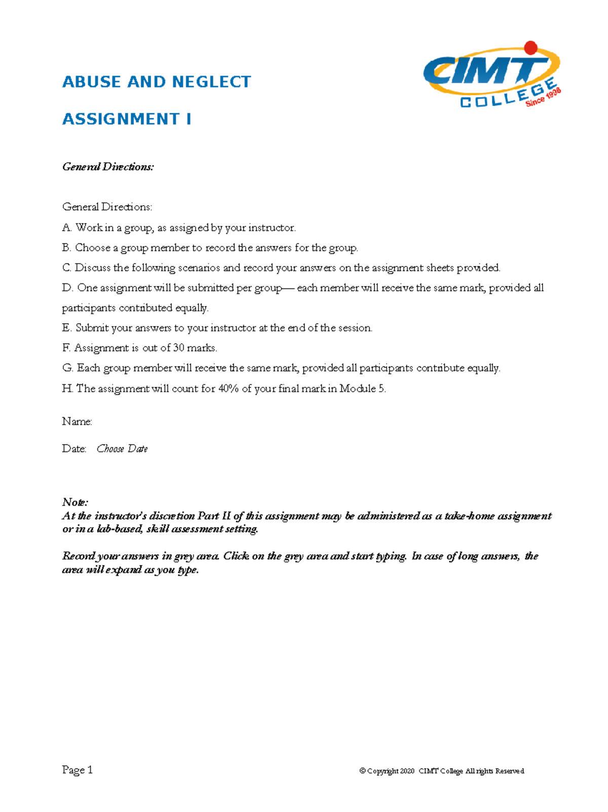Abuse and Neglect Assignment Fillable-2 - ABUSE AND NEGLECT ASSIGNMENT ...