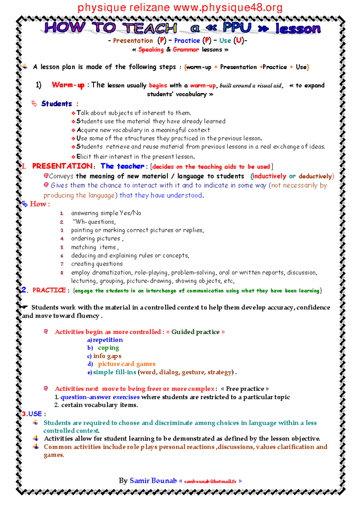 HOW TO Teach a ppu lesson - - Studocu