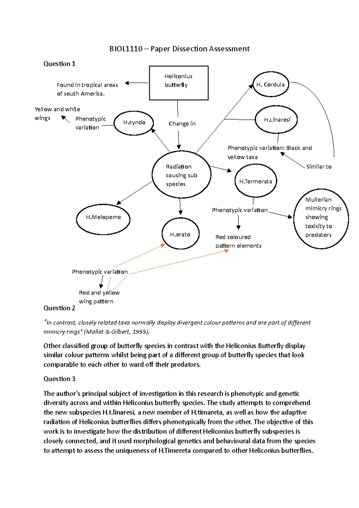 Paper dissection - assignment - BIOL1110 – Paper Dissection Assessment ...