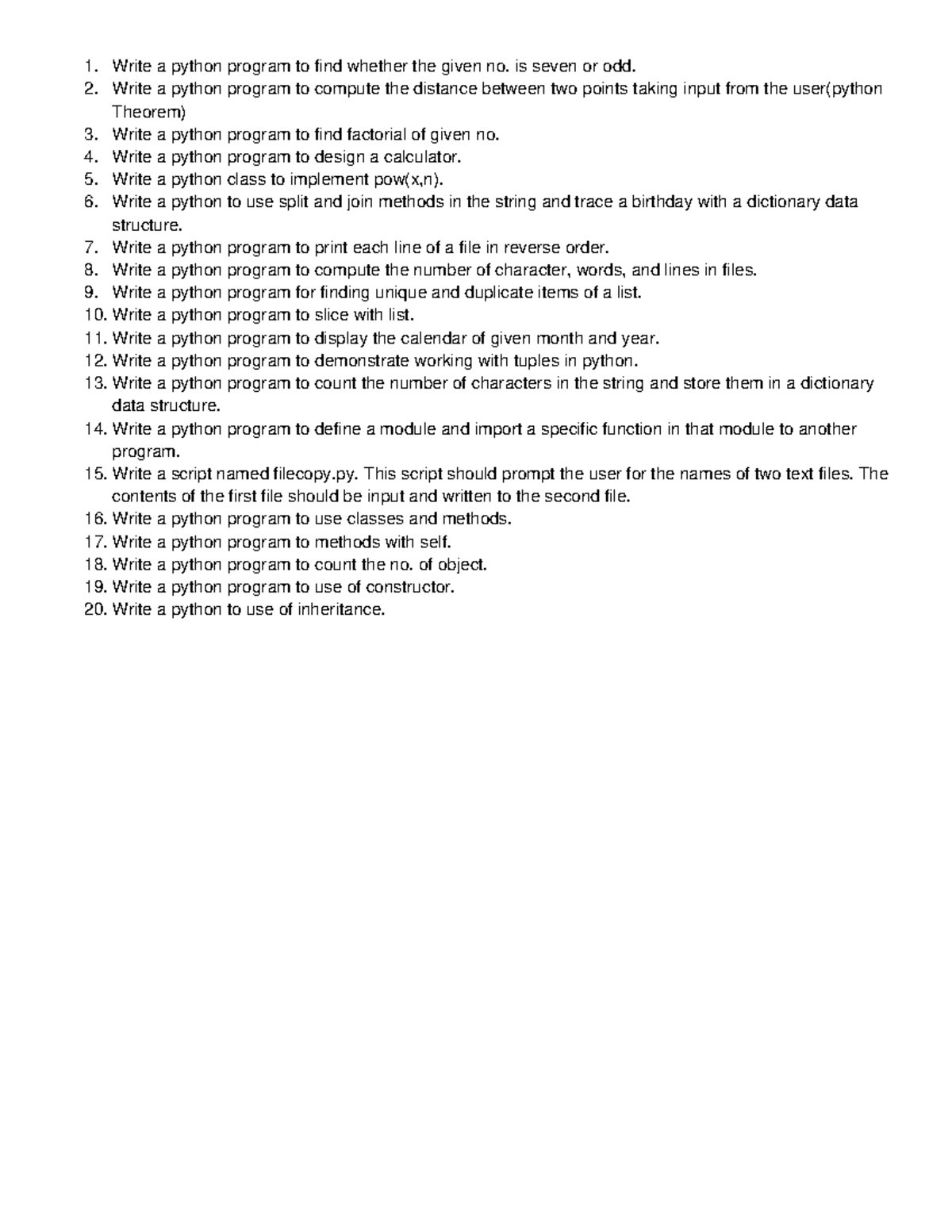 Python Assignments Questionsmca Ii Sem Write A Python Program To 0371