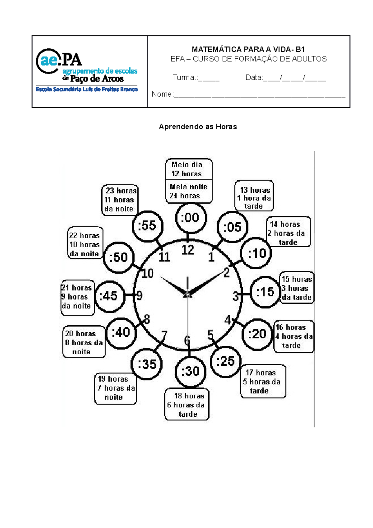 02 MV Horas - ... - matematica - MATEMÁTICA PARA A VIDA- B EFA – CURSO ...