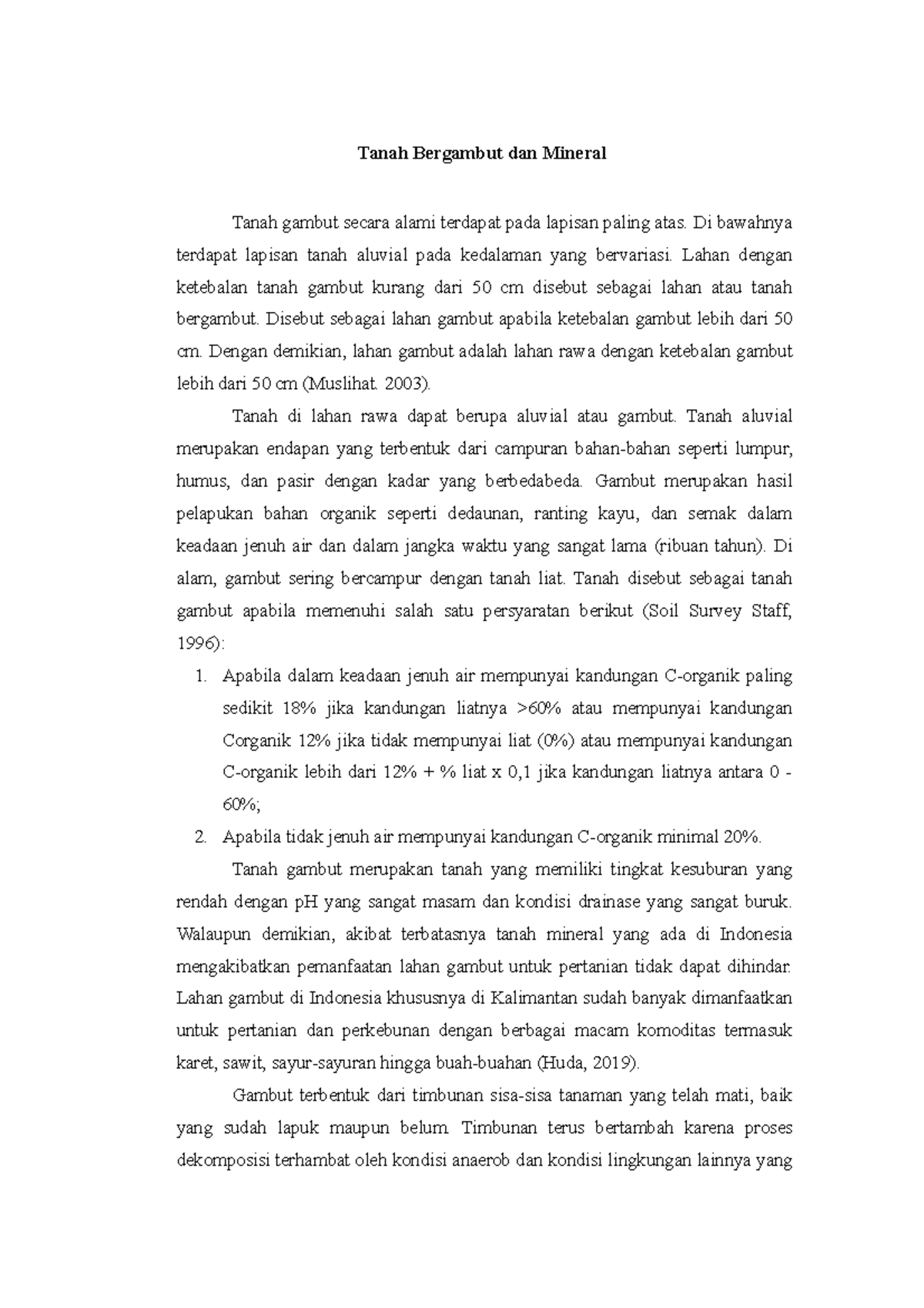 Tanah Bergambut dan Mineral - Tanah Bergambut dan Mineral Tanah gambut ...