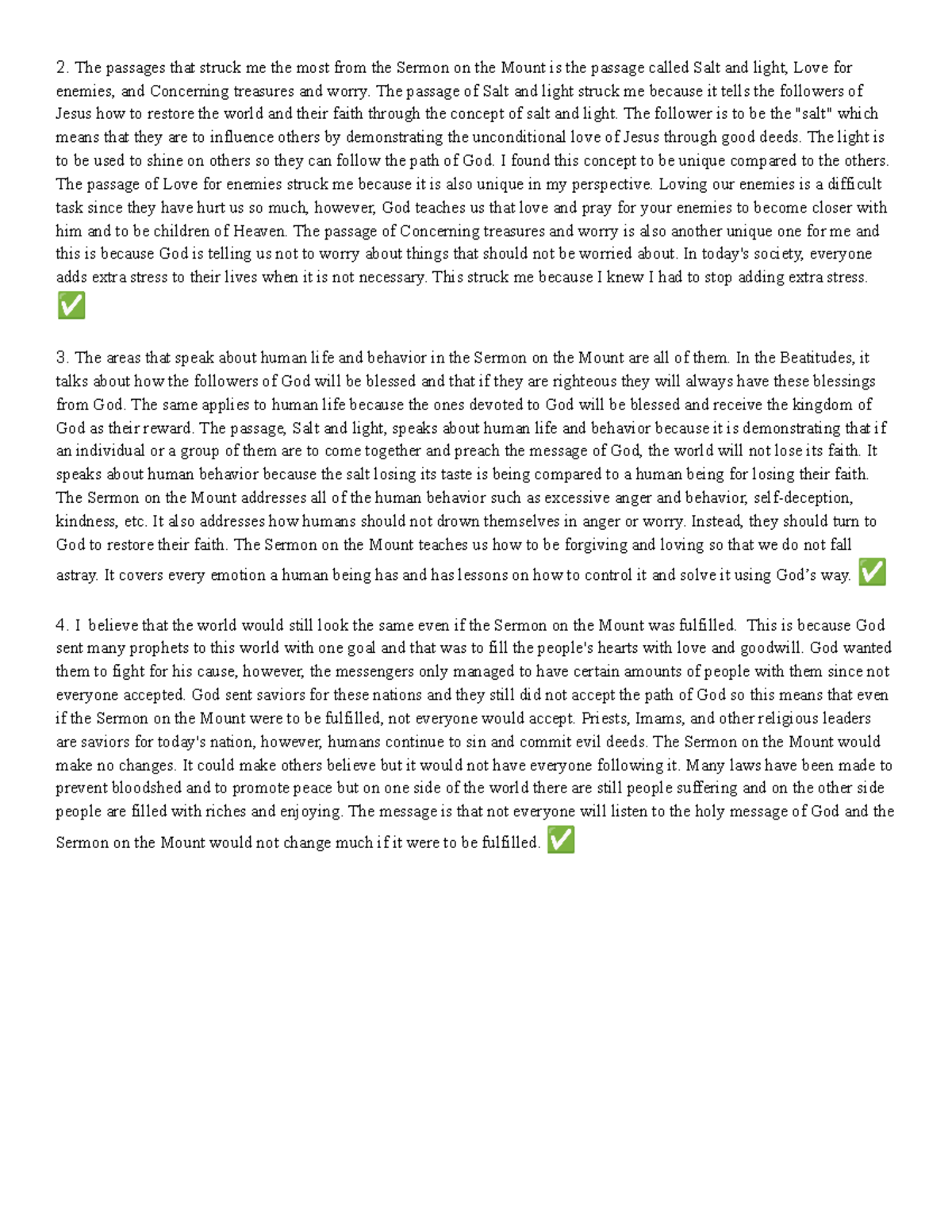 Sermon on the Mount p.98 #2,4 - The passages that struck me the most ...