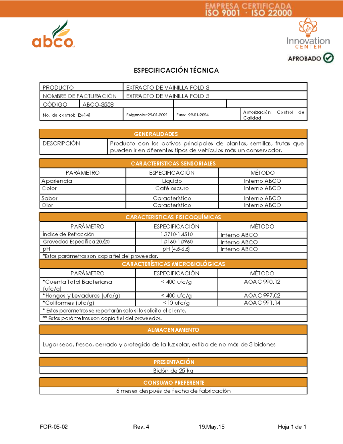 54413 fef f836 4ad4 85ce de8273cce531 - ESPECIFICACI”N T.. PRODUCTO EXTRACTO DE VAINILLA FOLD 3 ...