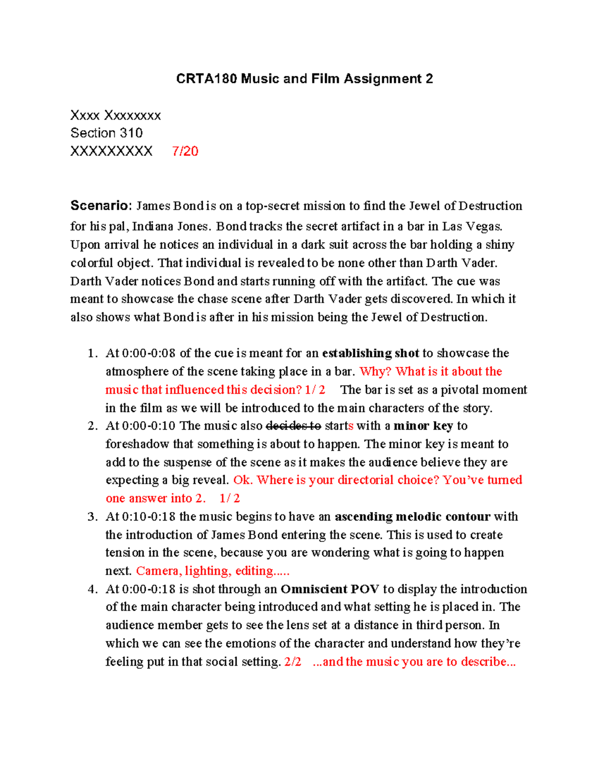 Bad Assignment 2c - Sample - CRTA180 Music and Film Assignment 2 Xxxx ...