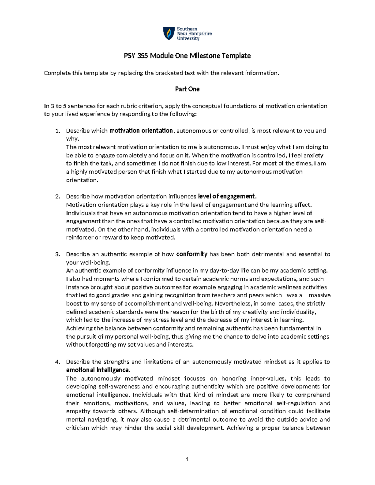 PSY 355 Module One Milestone Template - PSY 355 Module One Milestone ...