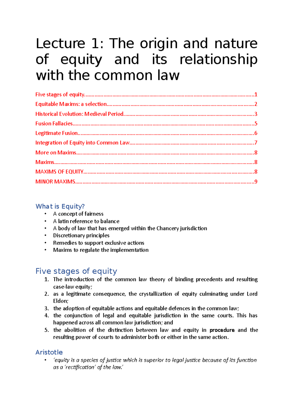 Lecture 1 - Lecture 1: The origin and nature of equity and its ...