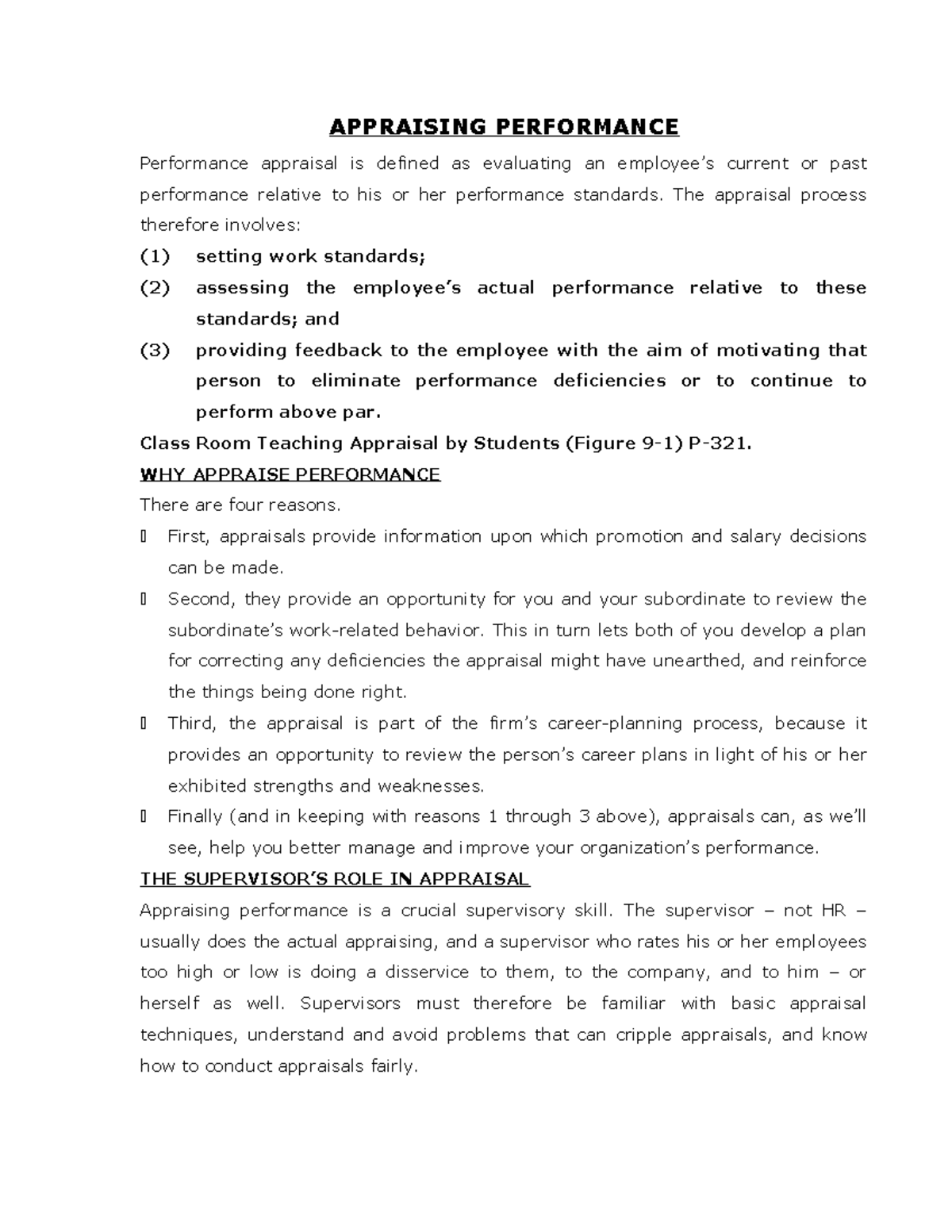 Appraising Performance - APPRAISING PERFORMANCE Performance appraisal ...