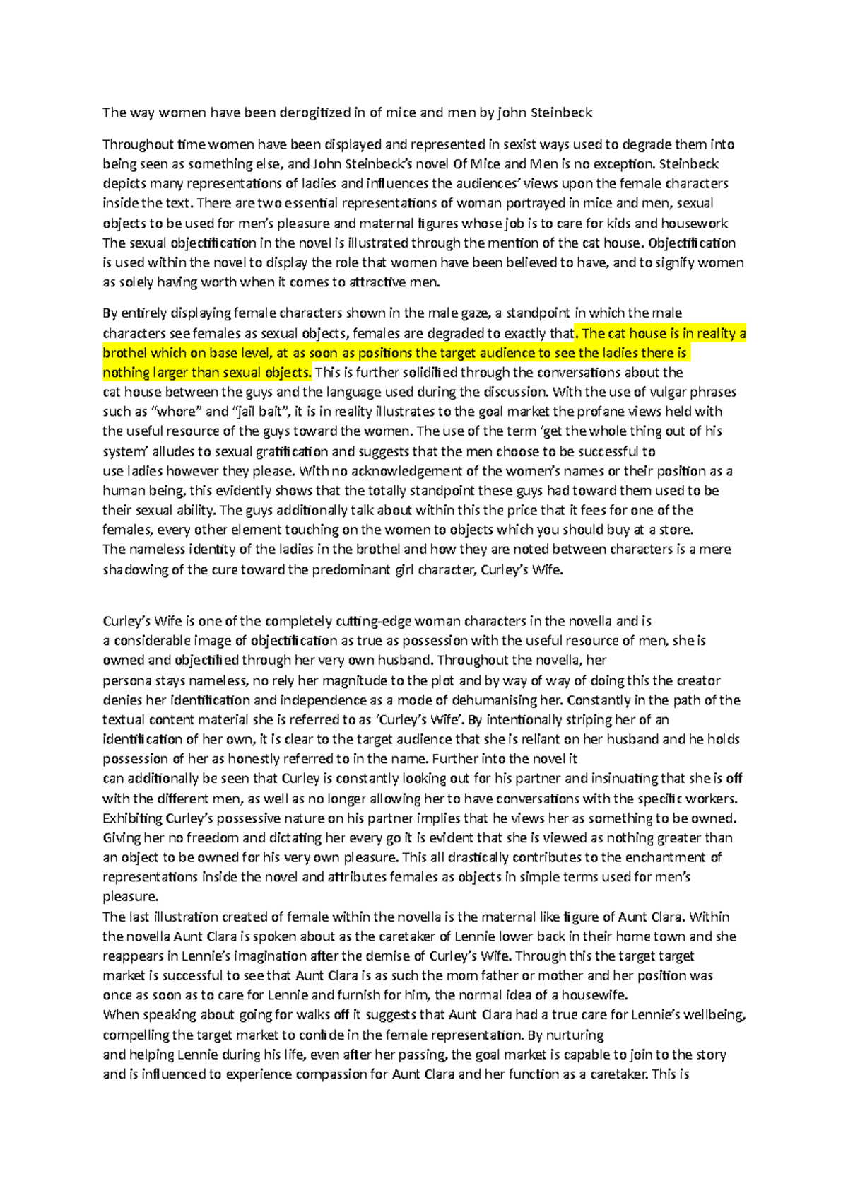 Of mice and men essay - read it - The way women have been derogitized ...