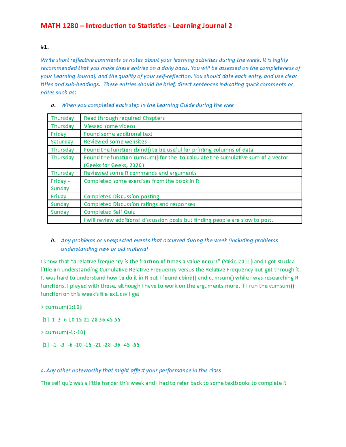 MATH 1280 - Journal 2 - MATH 1280 – Introduction to Statistics ...