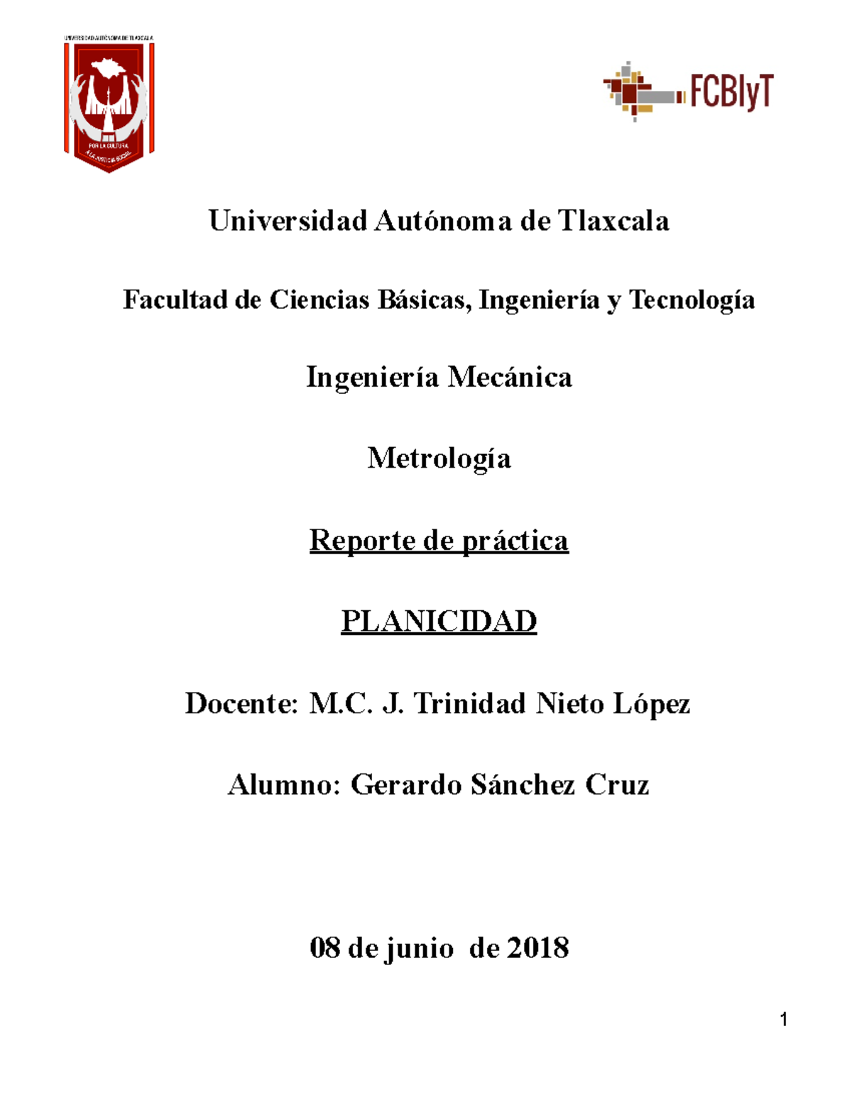 Medición de Planicidad - Universidad Autónoma de Tlaxcala Facultad de ...