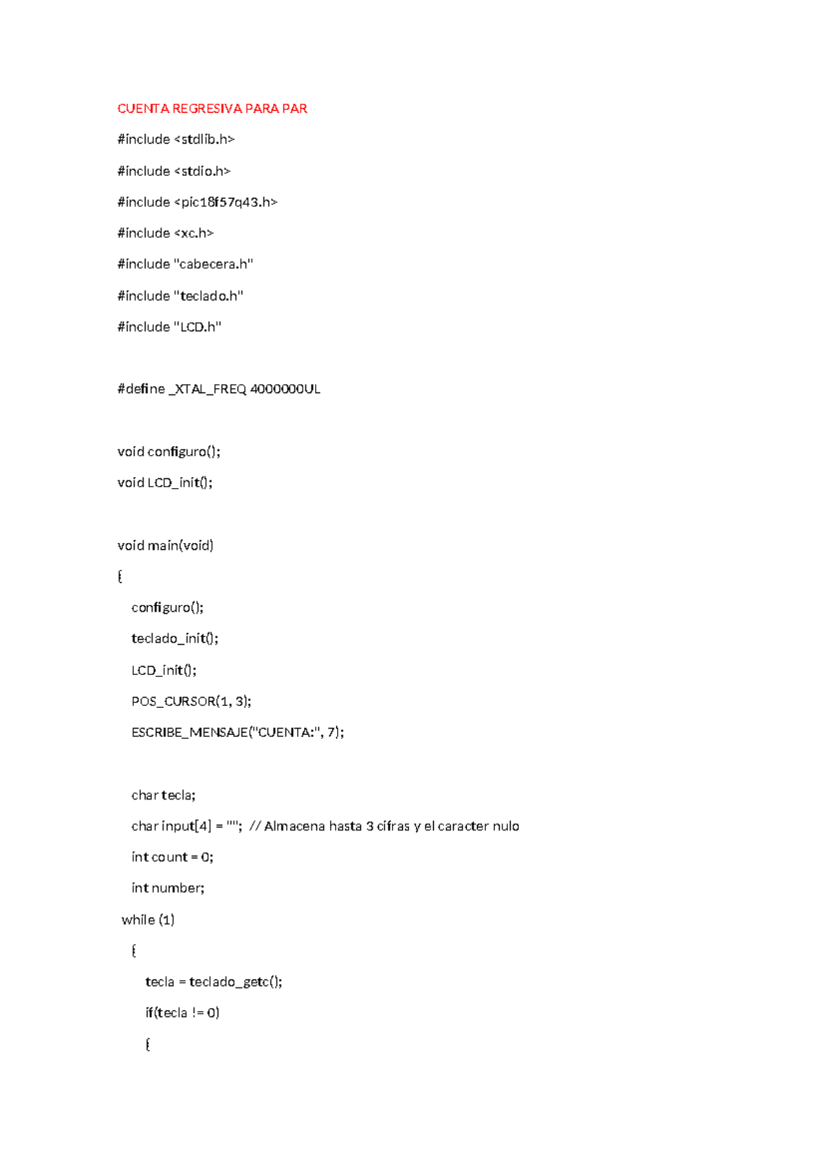 1LAB4 Micro - CUENTA REGRESIVA PARA PAR #include #include #include - Studocu