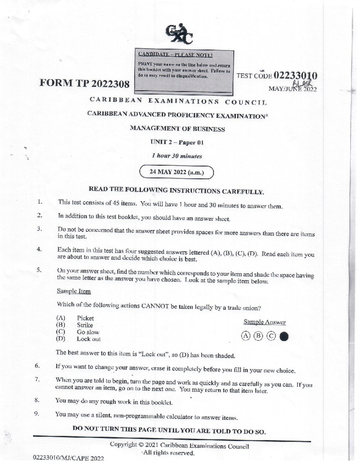 2022 MOB U2 P1-1-1 - Mob past paper - Management of business - Studocu